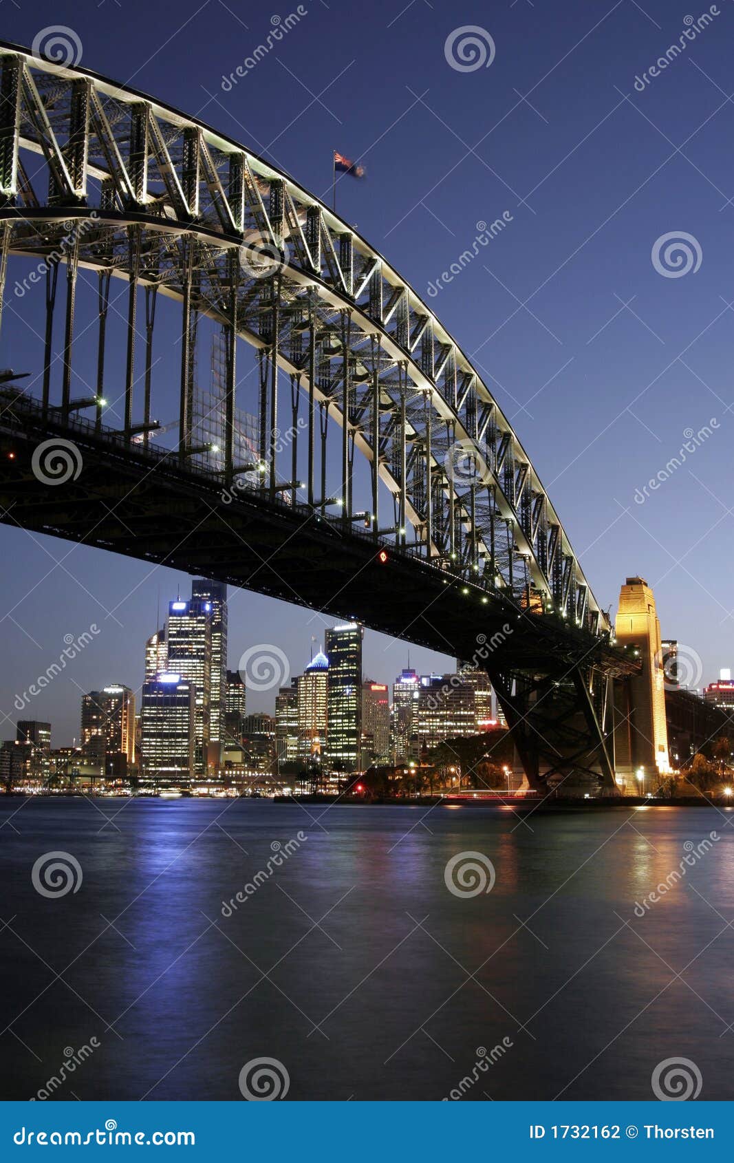 Sydney Harbour Bridge at Night Stock Photo - Image of reflection ...