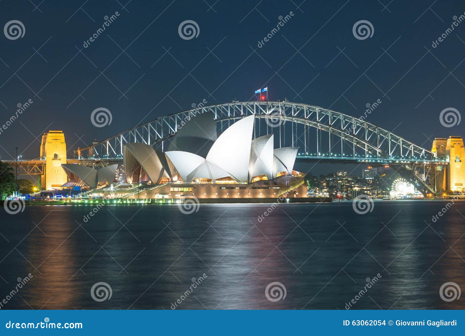 Sydney Harbour Bridge at Night Editorial Stock Image - Image of lights ...
