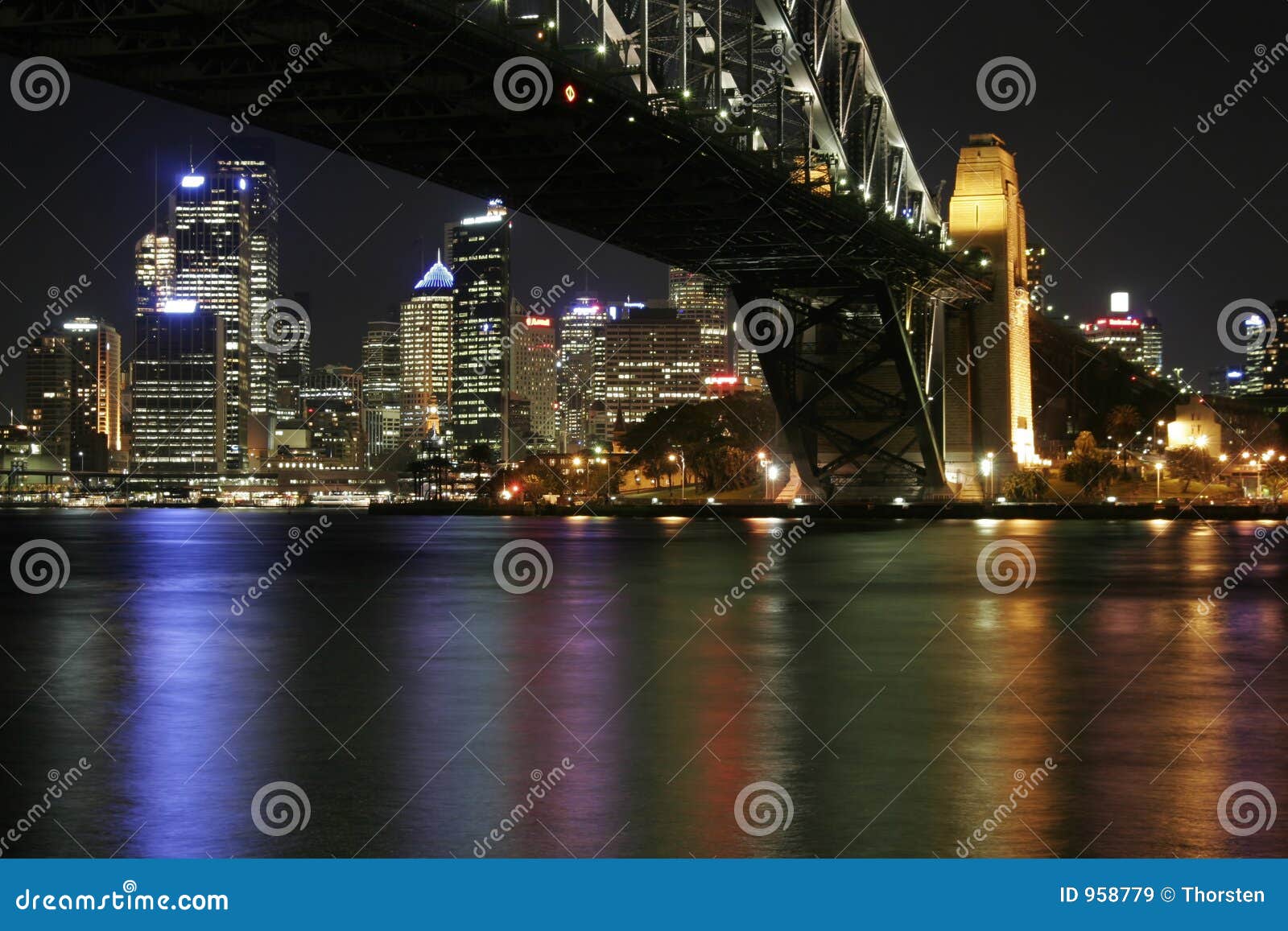 Sydney Harbour Bridge at Night Stock Image - Image of harbor, scene: 958779