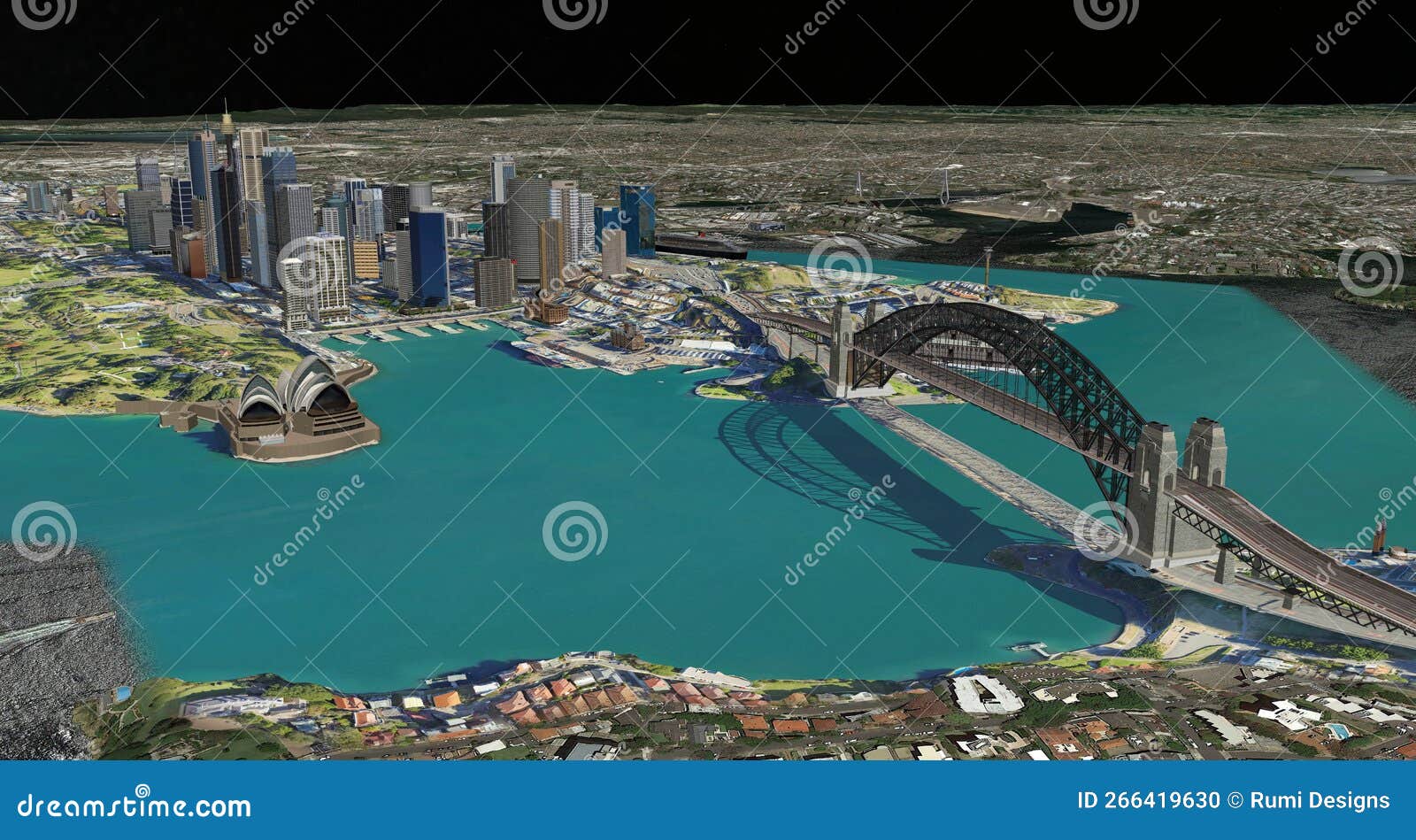 Sydney Harbour Bridge Opera House 3d Model Rendering View HD Stock ...