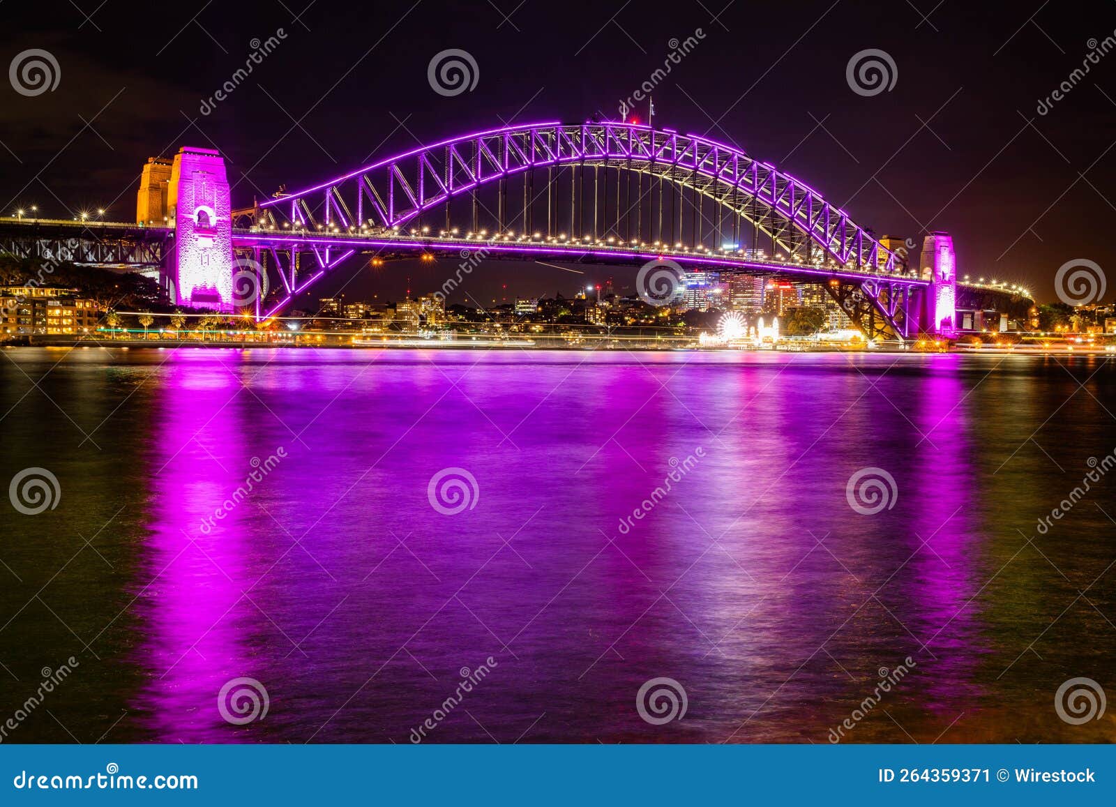 Sydney Harbour Bridge Over the Water at Night Time Stock Image - Image ...