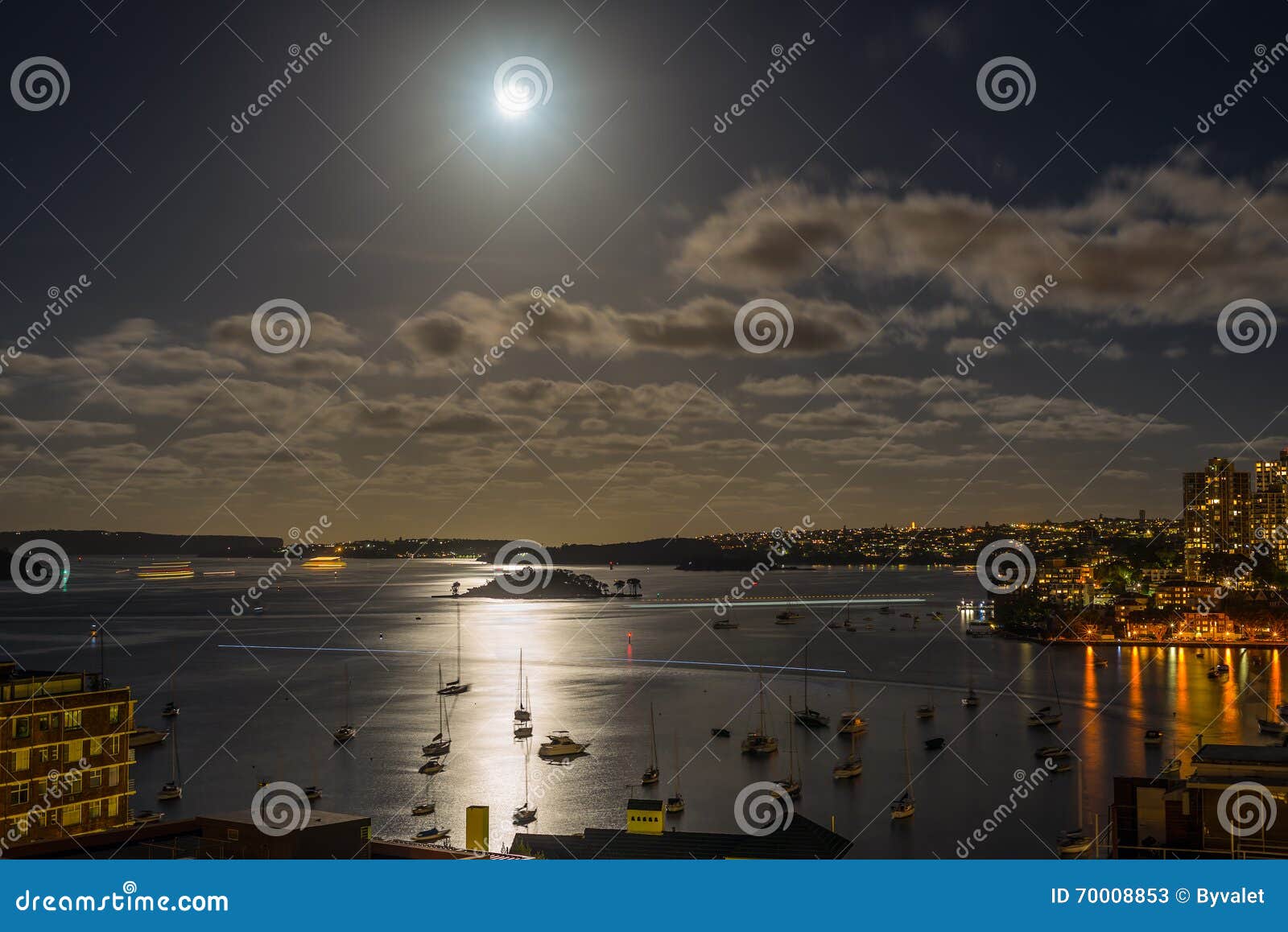 Sydney Harbour in the Moonlight Stock Image - Image of motion, beauty ...