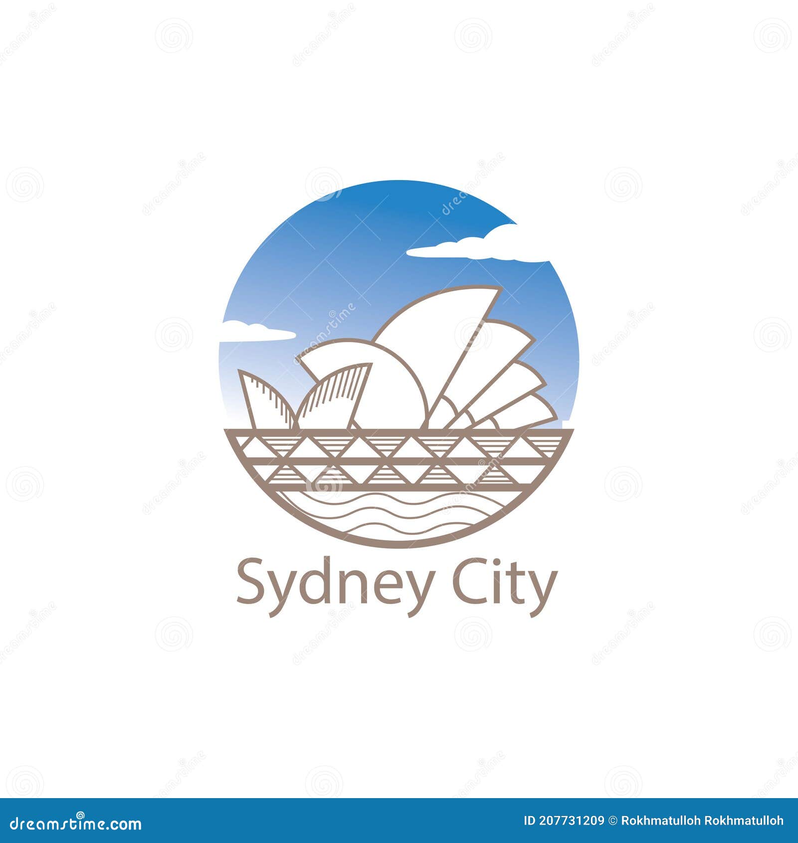 Sydney Logo Simple Outline Illustration Circle Design Vector Abstract ...