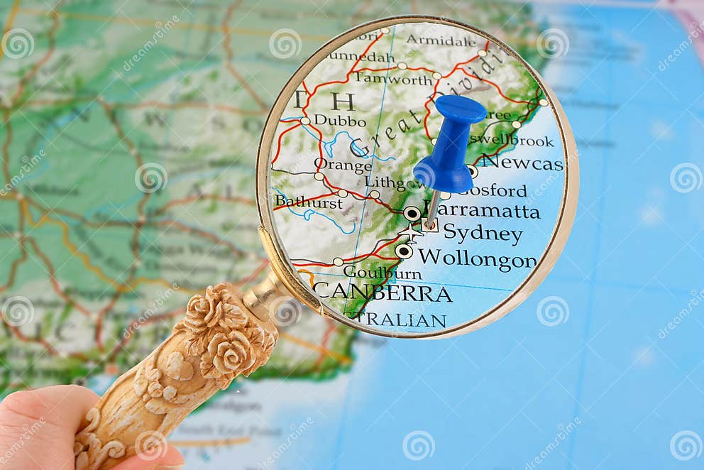Sydney map tack stock image. Image of locating, magnifying - 1995651