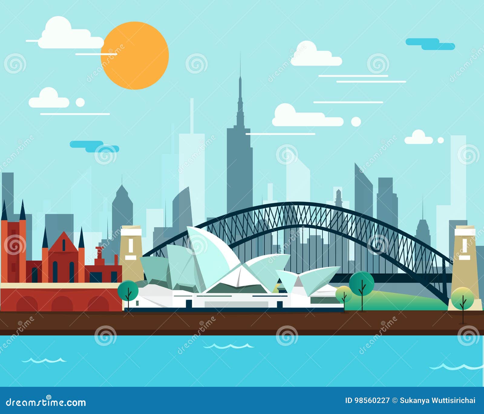 Sydney Opera House Vector Illustration | CartoonDealer.com #134838732
