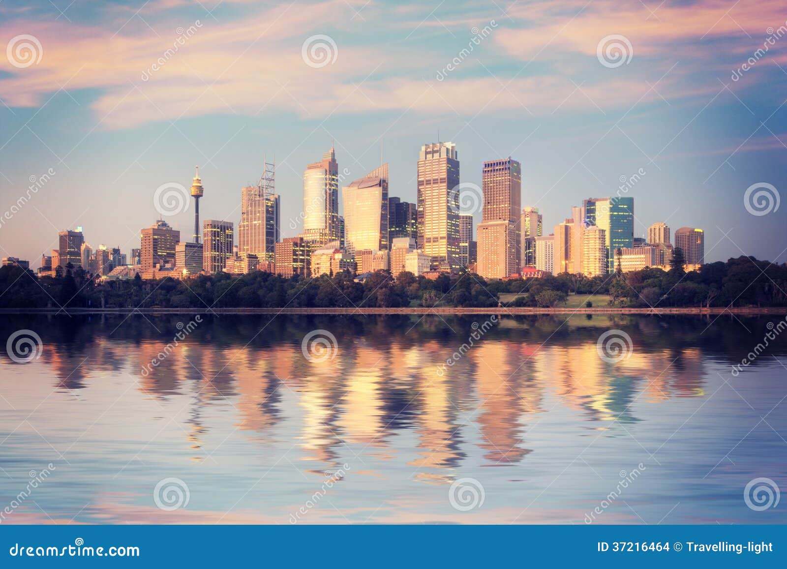 Sydney Skyline Sunrise Square Australia Foto de Stock - Imagem de ...