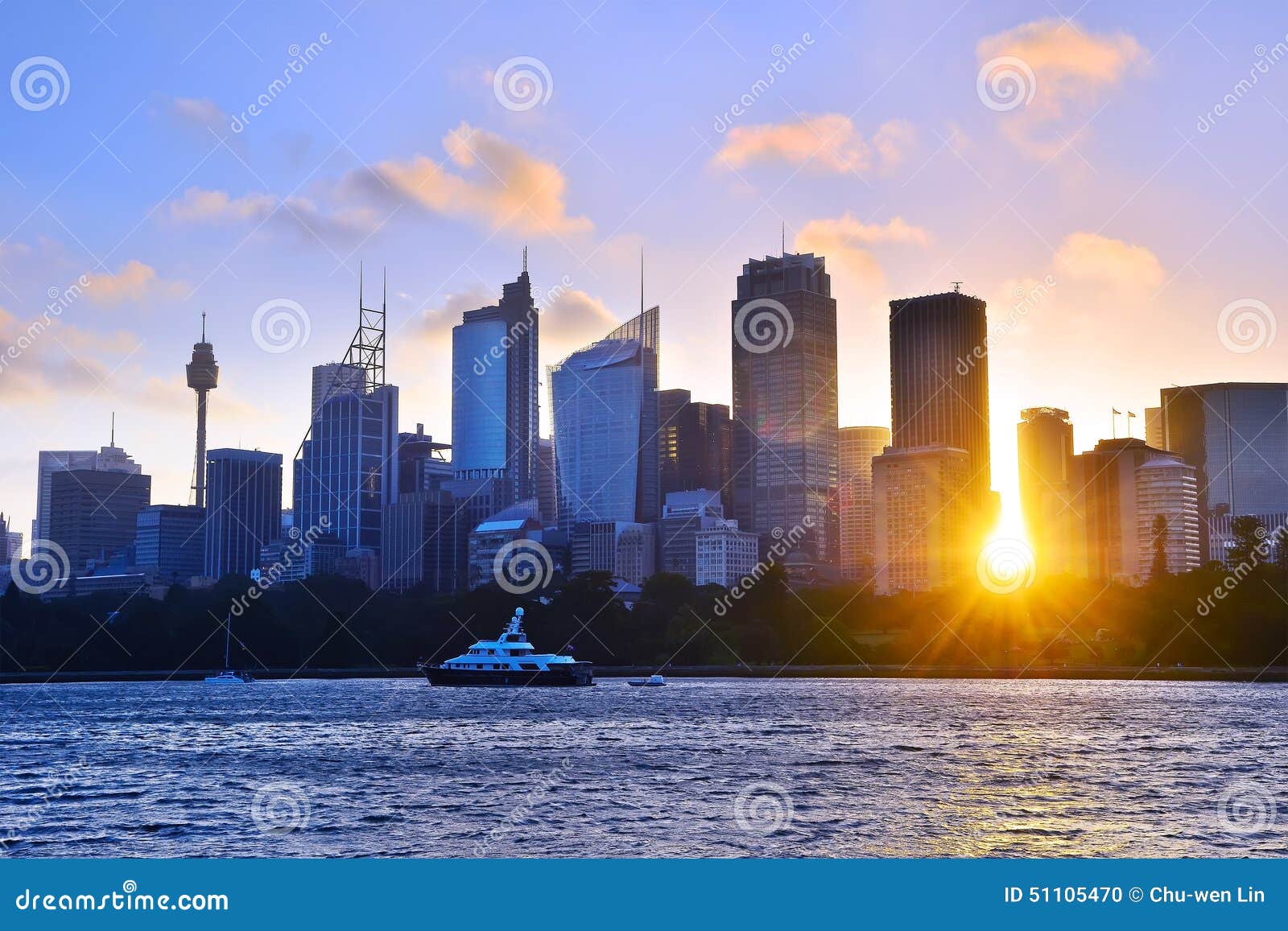 Sydney skyline at sunset stock photo. Image of landmark - 51105470