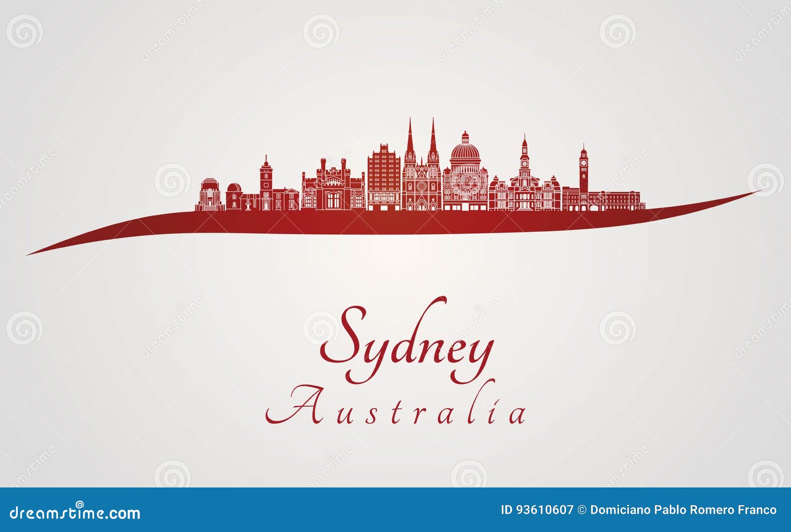 Sydney V3 skyline in red stock vector. Illustration of landmark - 93610607
