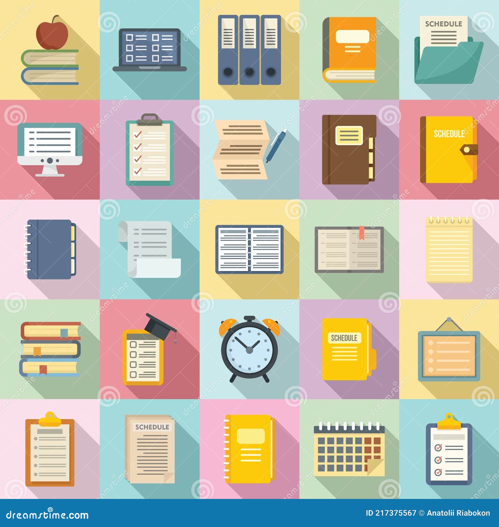 Syllabus Icons Set, Flat Style Stock Vector - Illustration of ...
