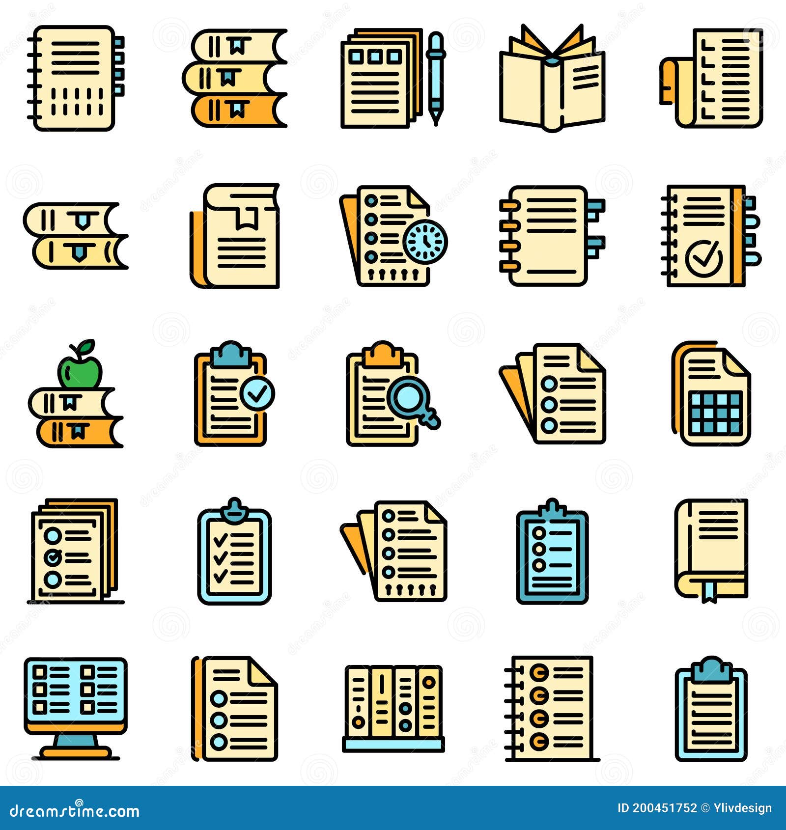 Syllabus Icons Set Vector Flat Stock Vector - Illustration of date ...