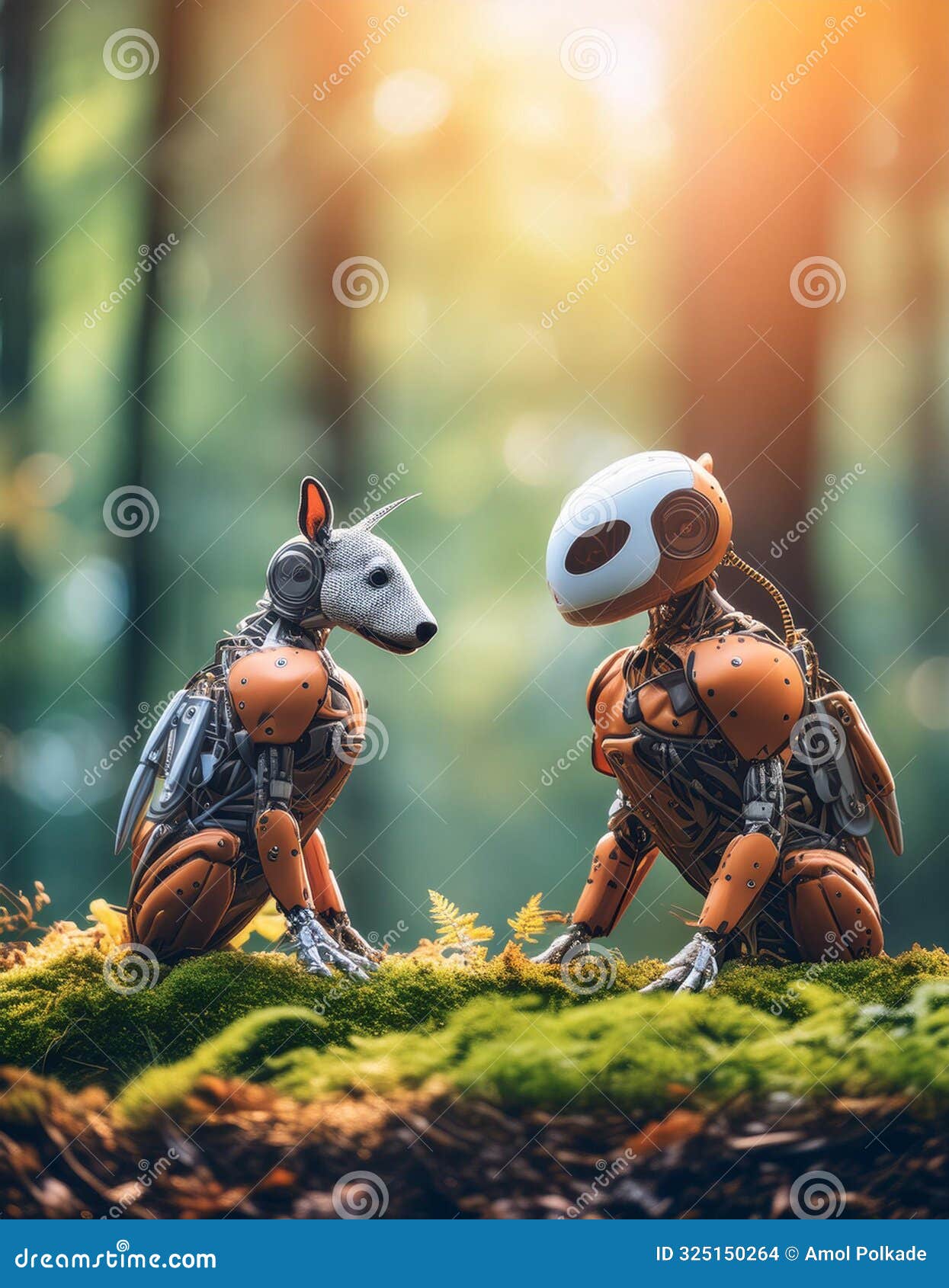 A Symbiotic Relationship between Futuristic Robots and Wildlife Stock ...