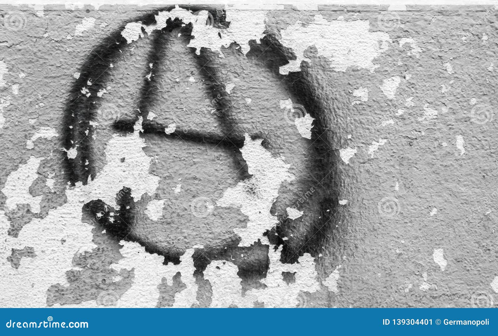 Symbol of Anarchy Painted on the Peeling Old Wall Stock Image - Image ...