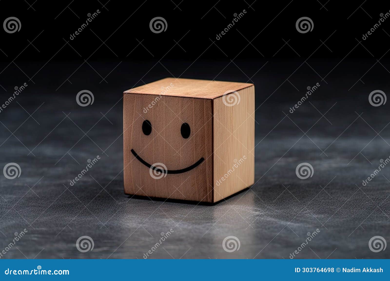 Symbol Background Dark Face Sad Smiling Cube Wooden One Stock ...