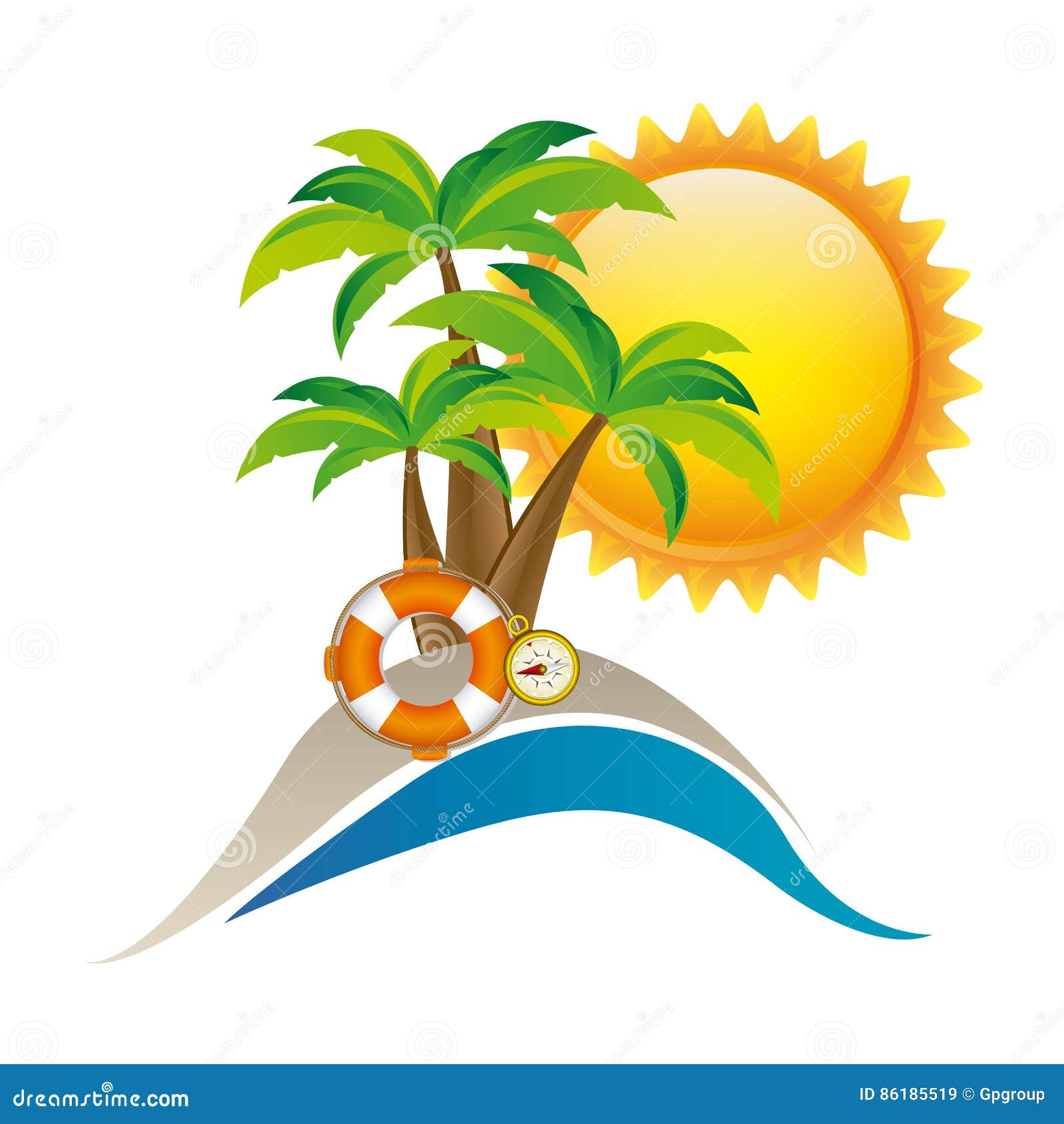 Symbol beach icon image stock illustration. Illustration of palm - 86185519