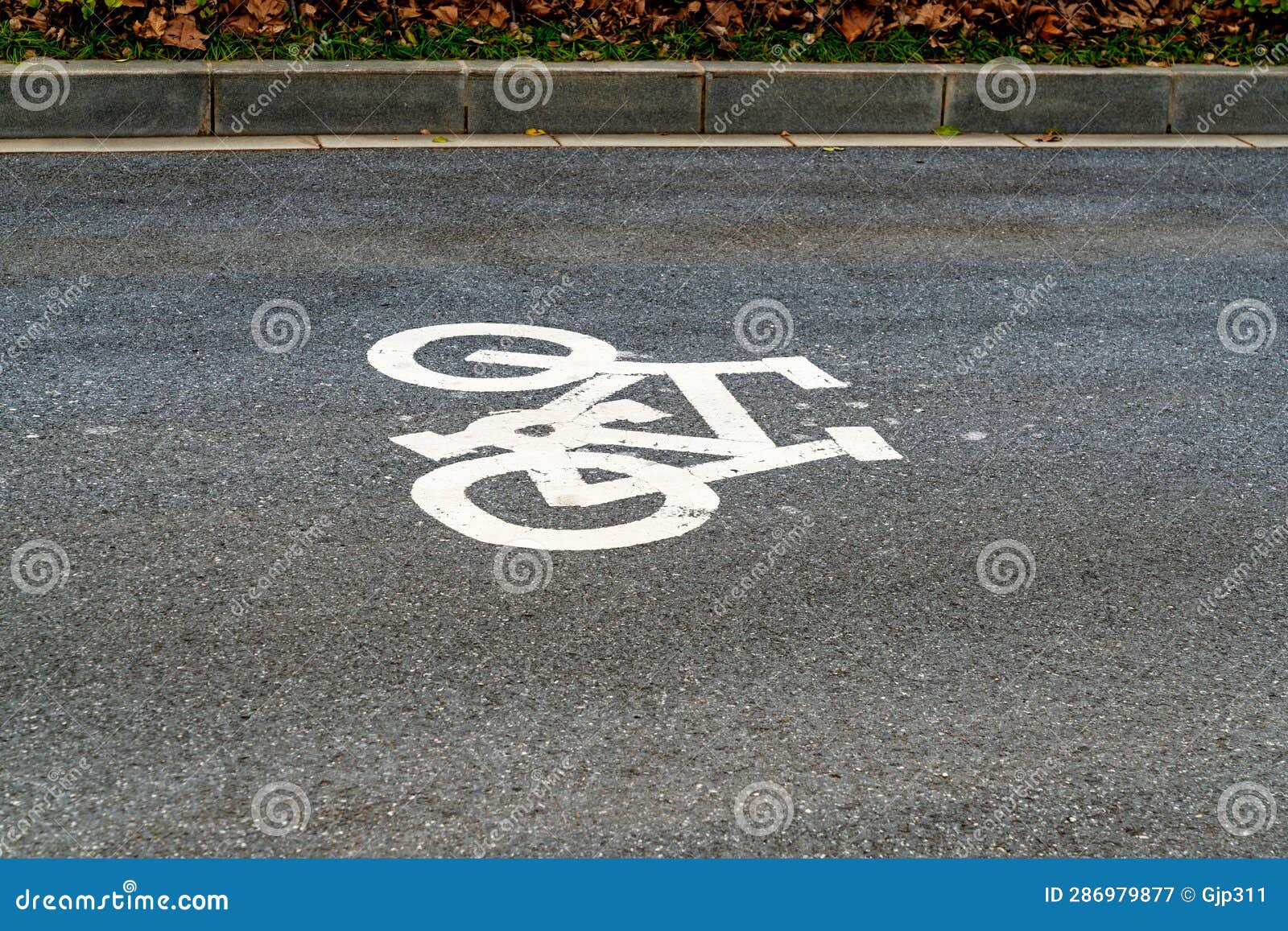 The Symbol of a Bicycle Lane on the Road Stock Image - Image of street ...