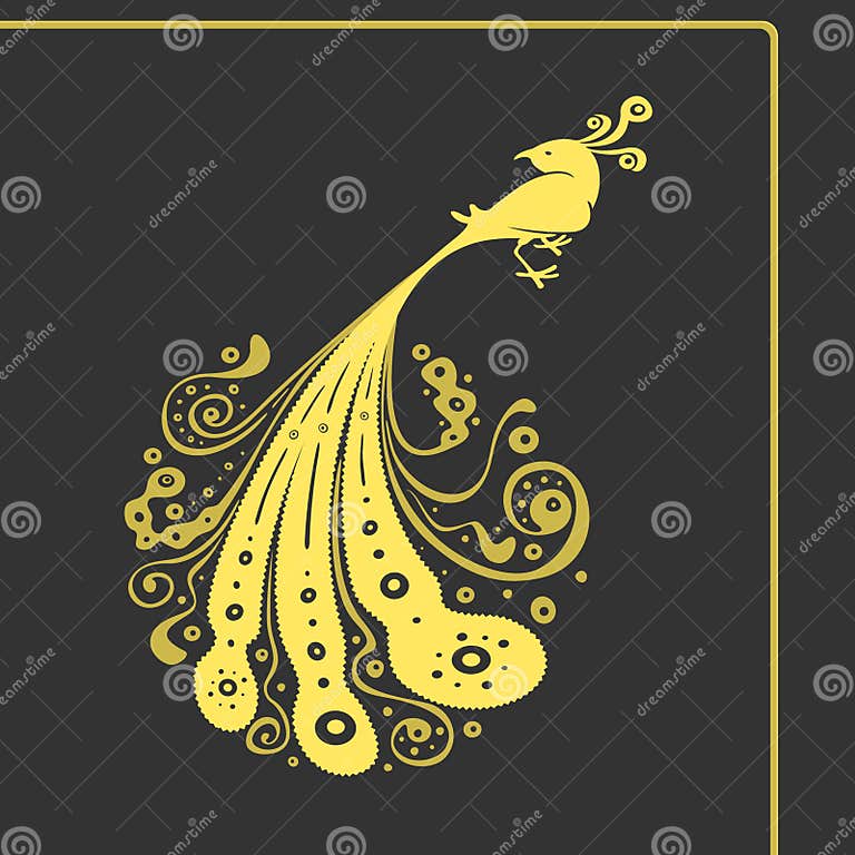 Symbol Big Bird with Tail Pattern Stock Illustration - Illustration of ...