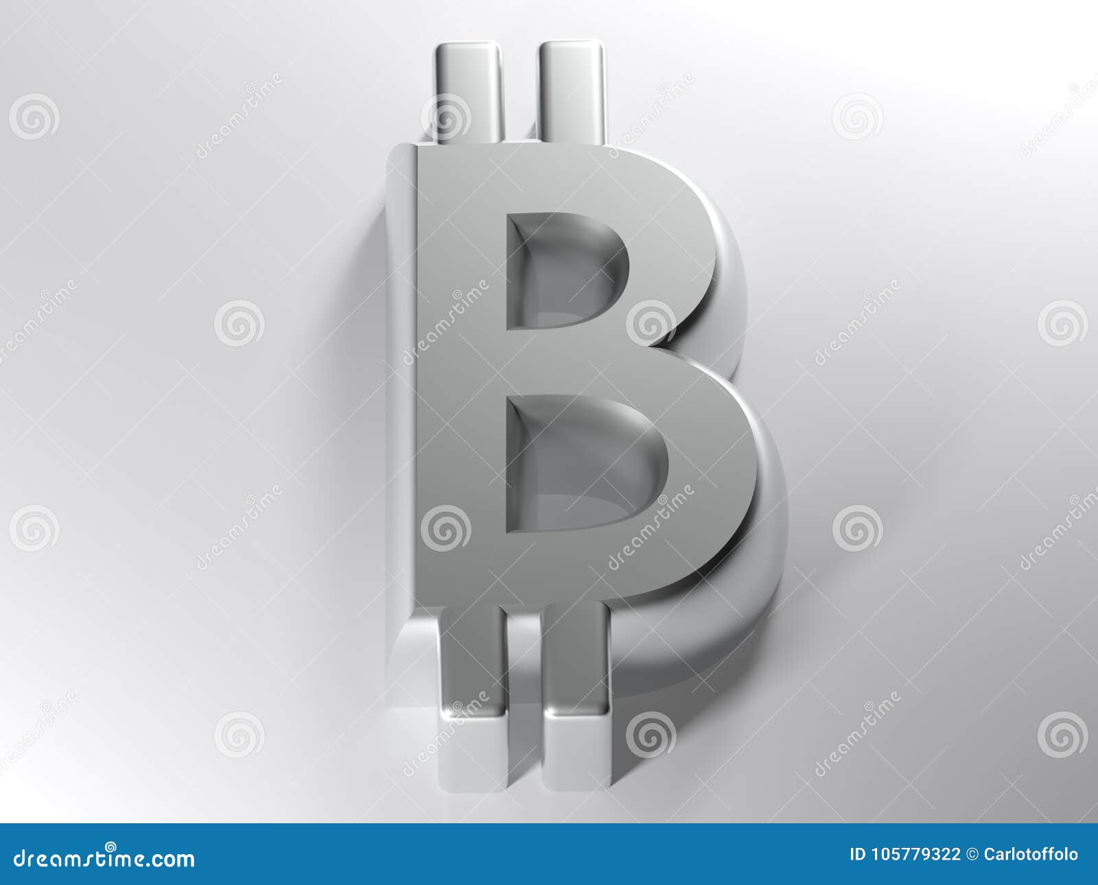 Symbol of Bitcoin Chrome 3D - 3D Rendering Stock Illustration ...