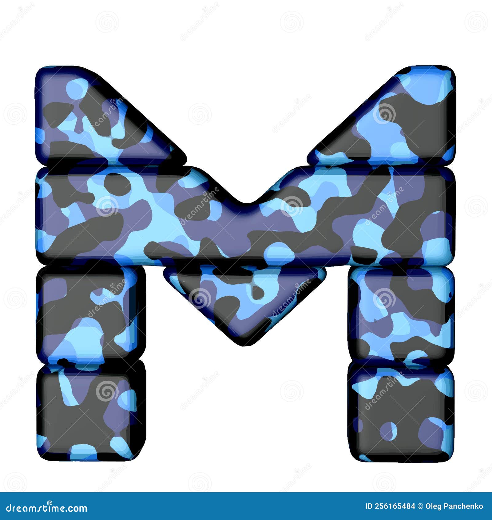 Symbol in Blue Camouflage. Letter M Stock Vector - Illustration of ...