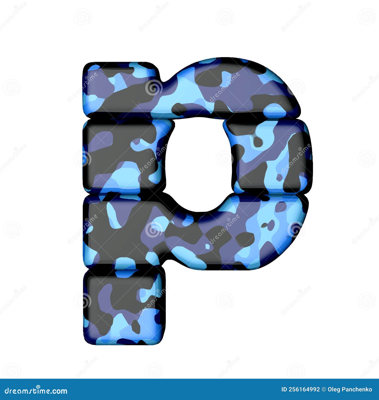 Symbol in Blue Camouflage. Letter P Stock Vector - Illustration of ...