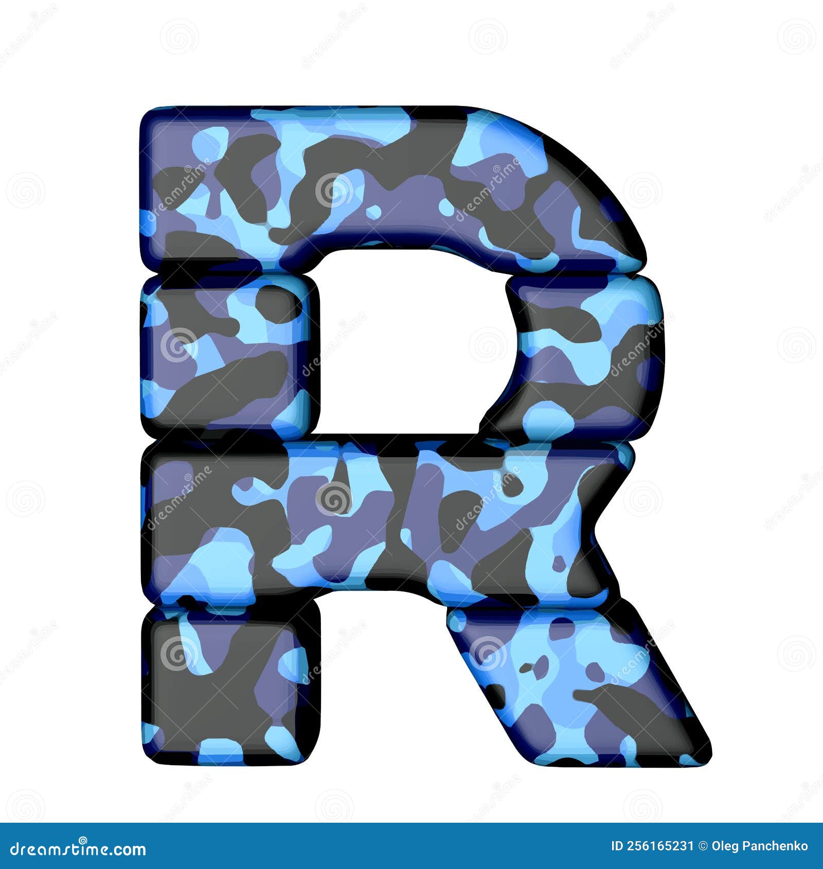 Symbol in Blue Camouflage. Letter R Stock Vector - Illustration of type ...
