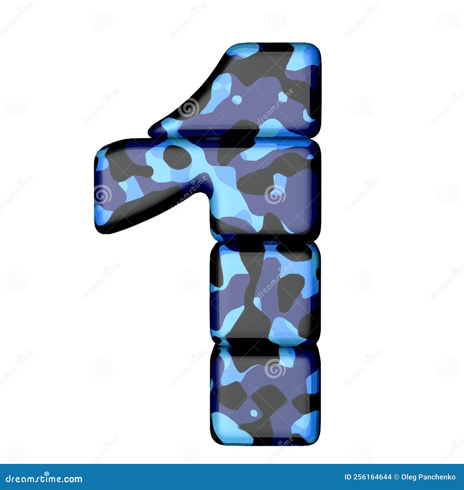 Symbol in Blue Camouflage. Number 1 Stock Vector - Illustration of army ...