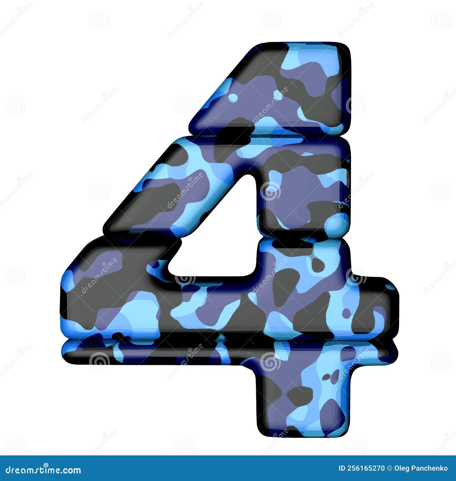 Symbol in Blue Camouflage. Number 4 Stock Vector - Illustration of font ...