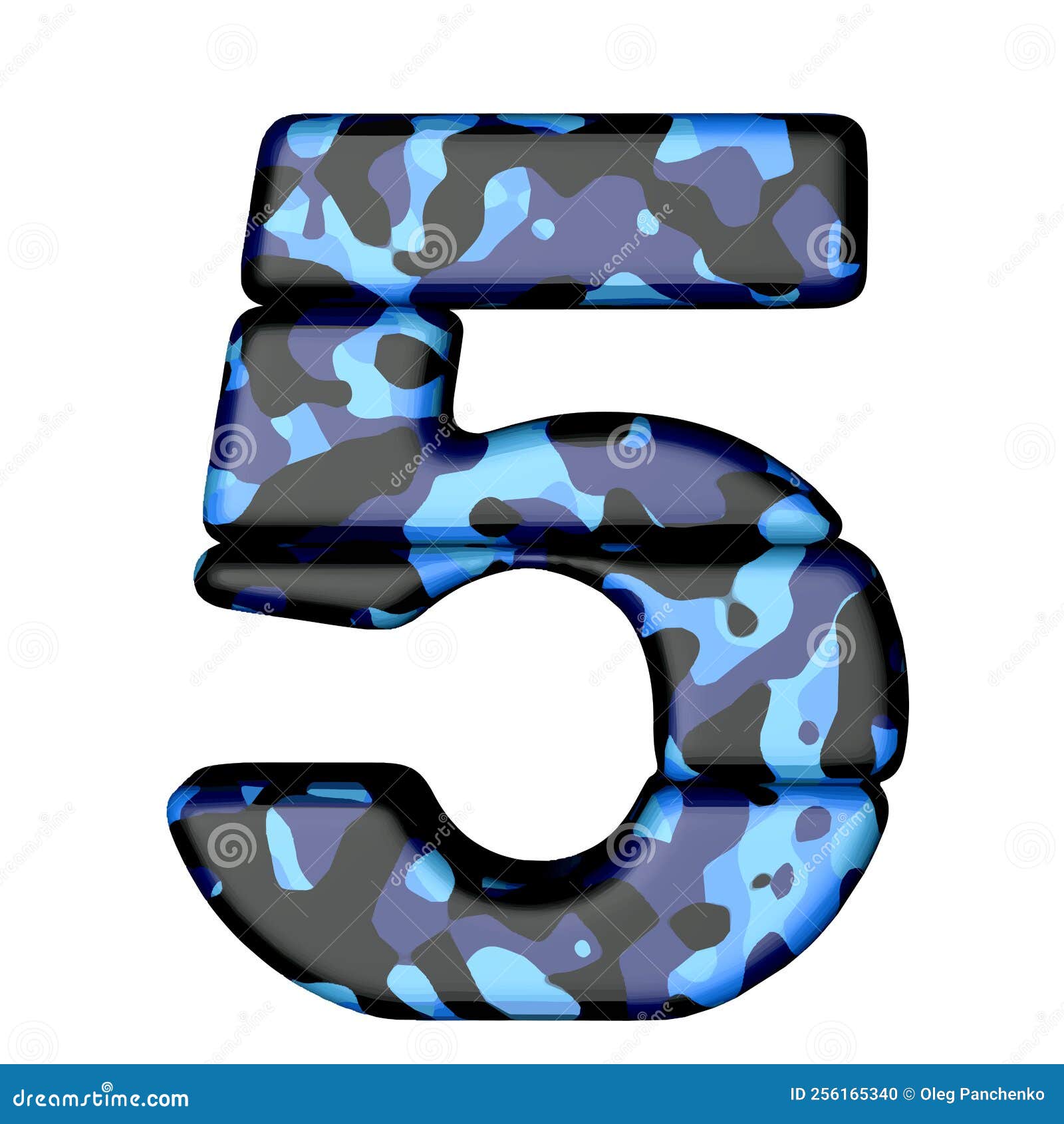 Symbol in Blue Camouflage. Number 5 Stock Vector - Illustration of ...