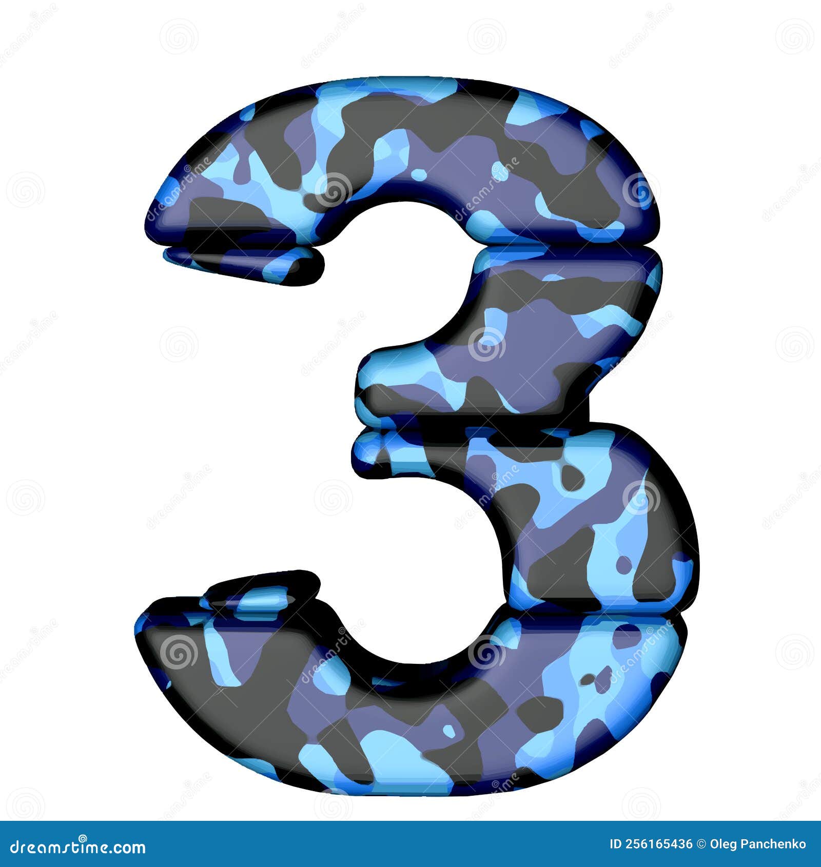 Symbol in Blue Camouflage. Number 3 Stock Vector - Illustration of army ...