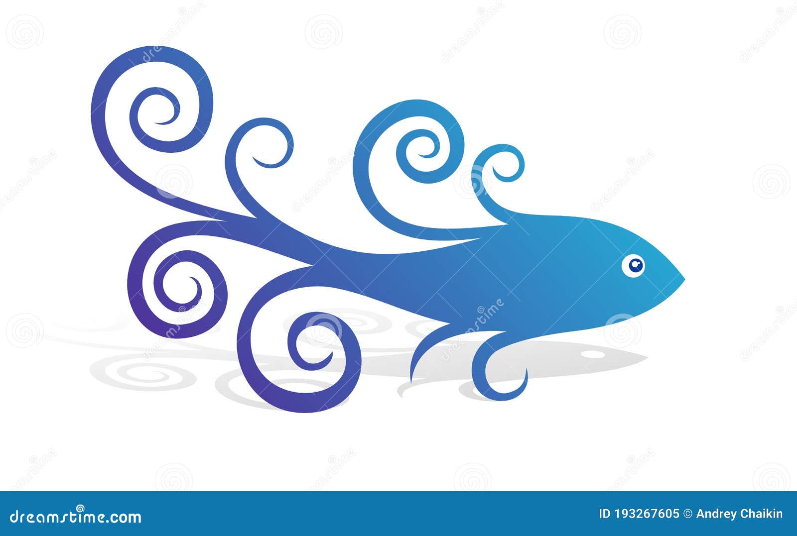 The blue fish symbol. stock vector. Illustration of logo - 193267605