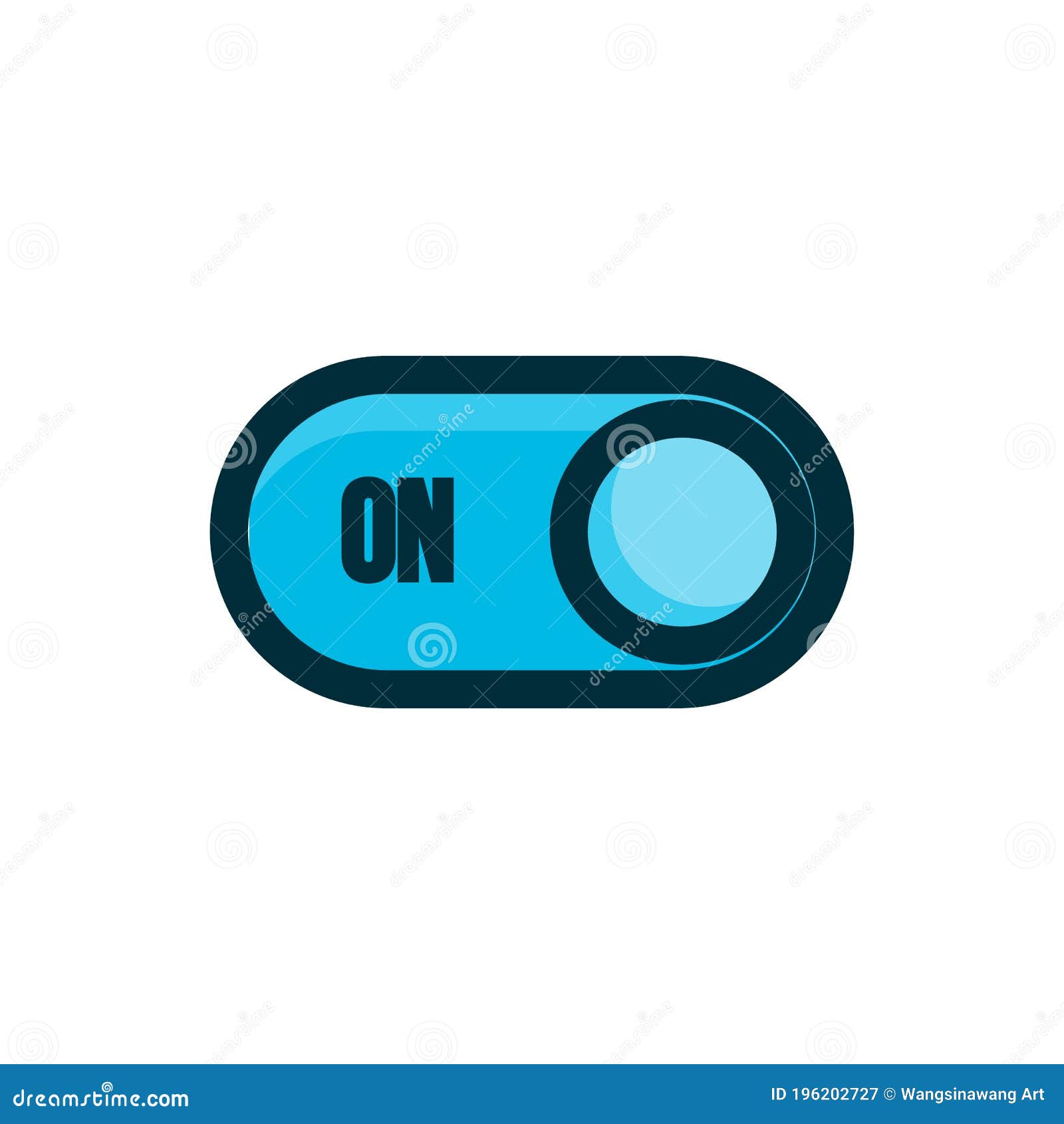 On Symbol Blue Icon Vector Illustration Isolated on White Background ...