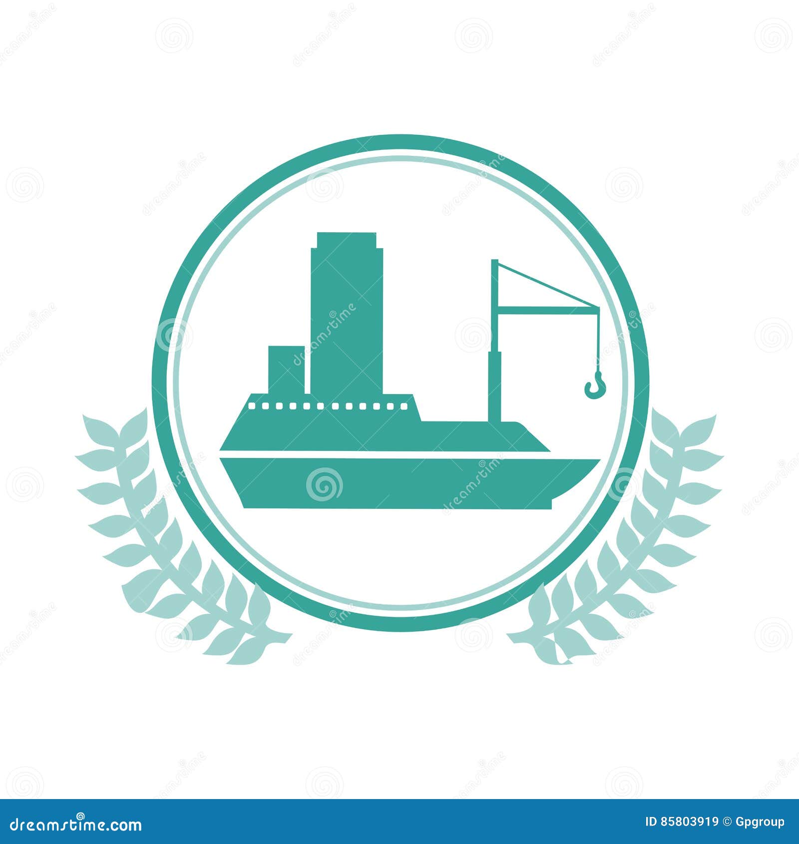 Symbol blue ship icon stock illustration. Illustration of cargo - 85803919