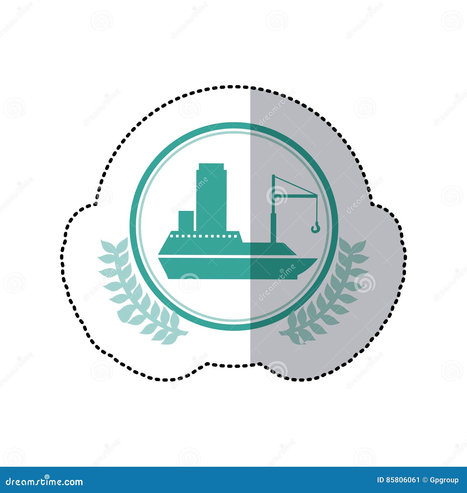 Symbol blue ship icon stock illustration. Illustration of cruise - 85806061