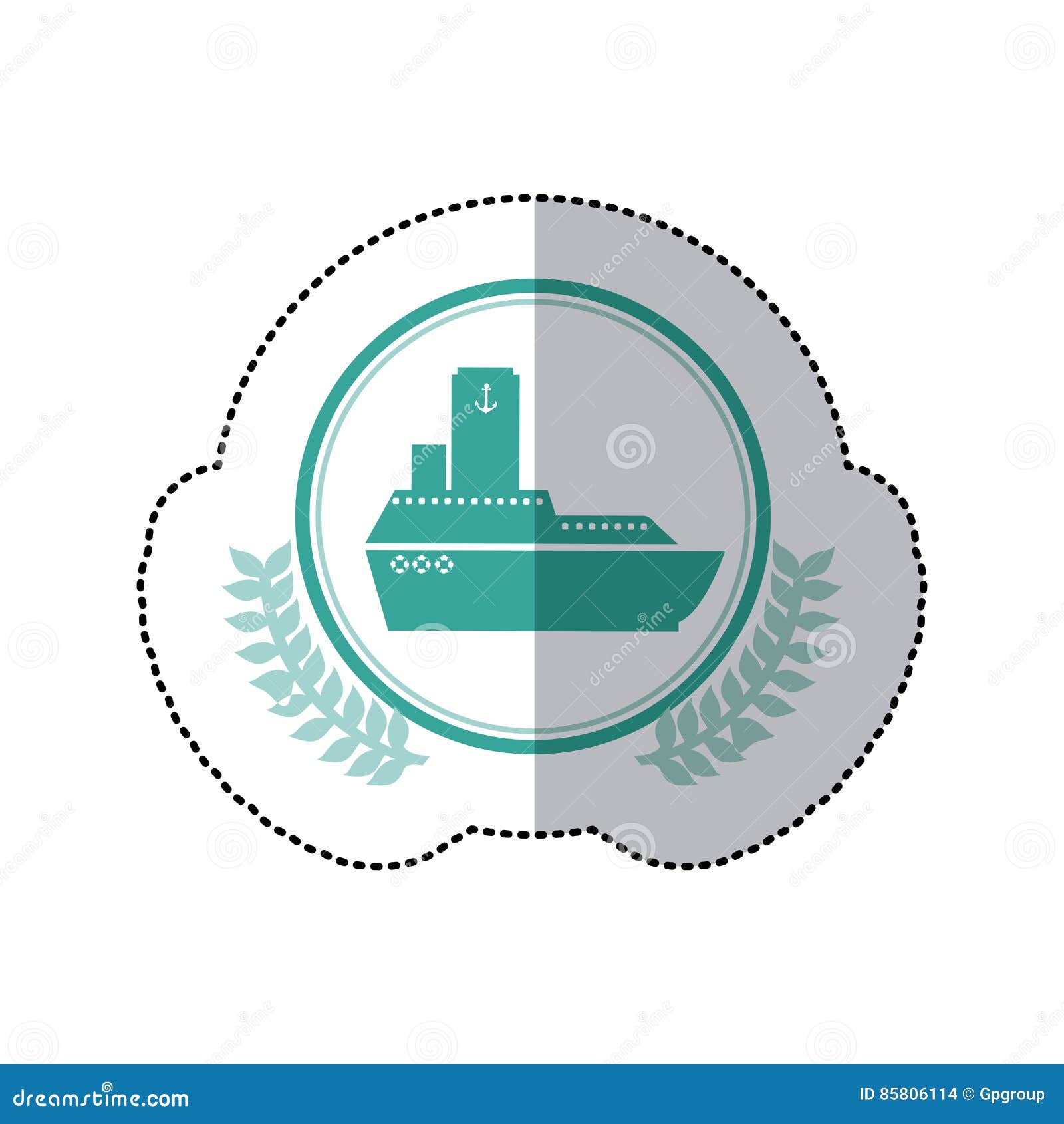 Symbol blue ship icon stock illustration. Illustration of cruise - 85806114