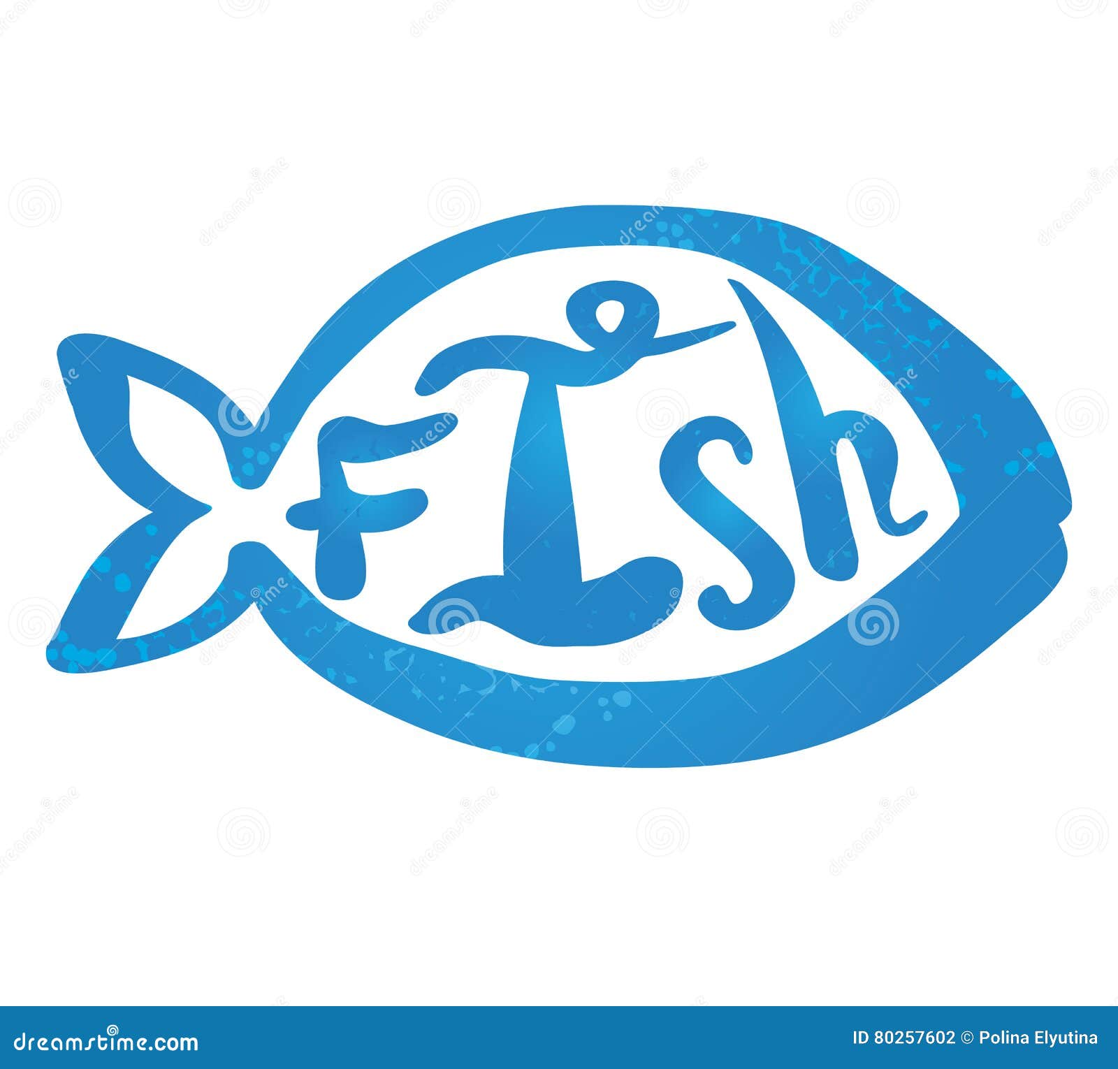 A symbol blue simple fish stock vector. Illustration of pattern - 80257602