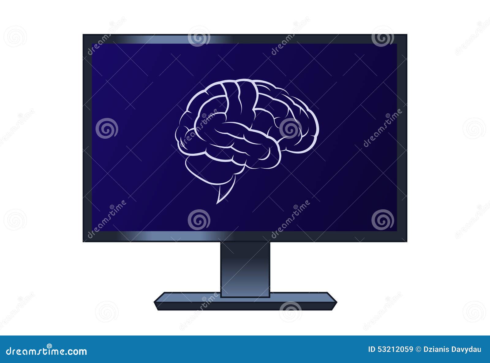 Symbol of the Brain on the Computer Lcd Monitor Stock Vector ...