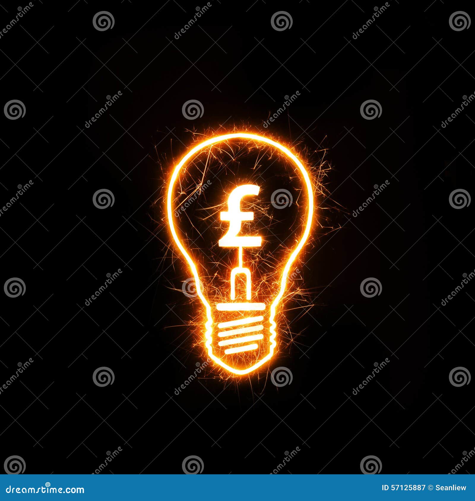 Symbol of British Currency Pound Inside a Sparkling Bulb Stock Image ...