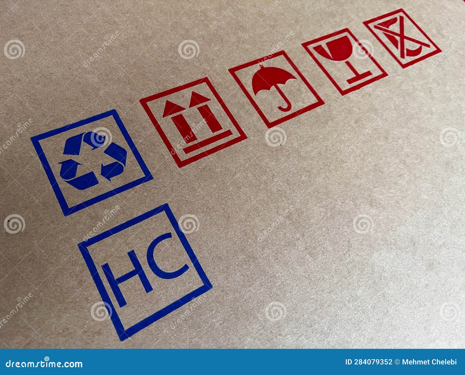 Symbol on Cardboard Box Sign Stock Photo - Image of business, font ...