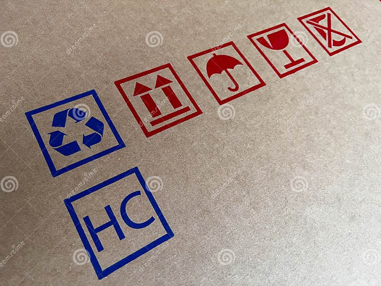 Symbol on Cardboard Box Sign Stock Photo - Image of business, font ...