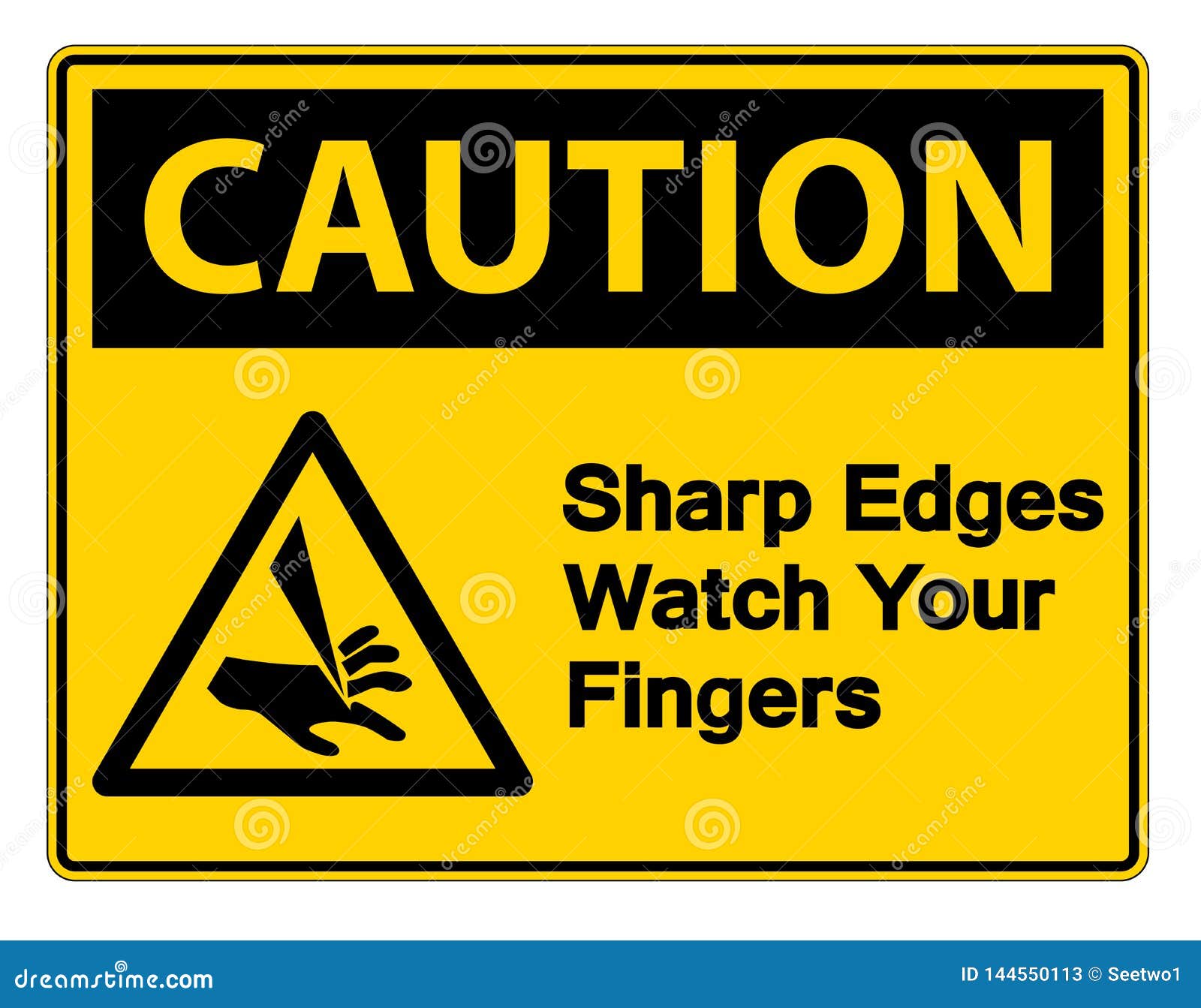 Symbol Caution Sharp Edges Watch Your Fingers Symbol Sign on White ...
