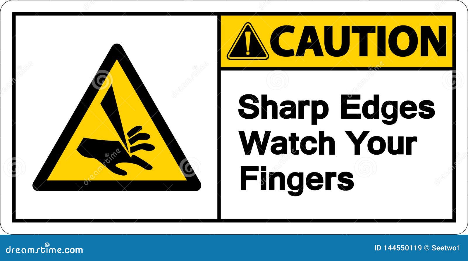 Caution Sharp Edges Watch Your Fingers Symbol Sign On White Background ...
