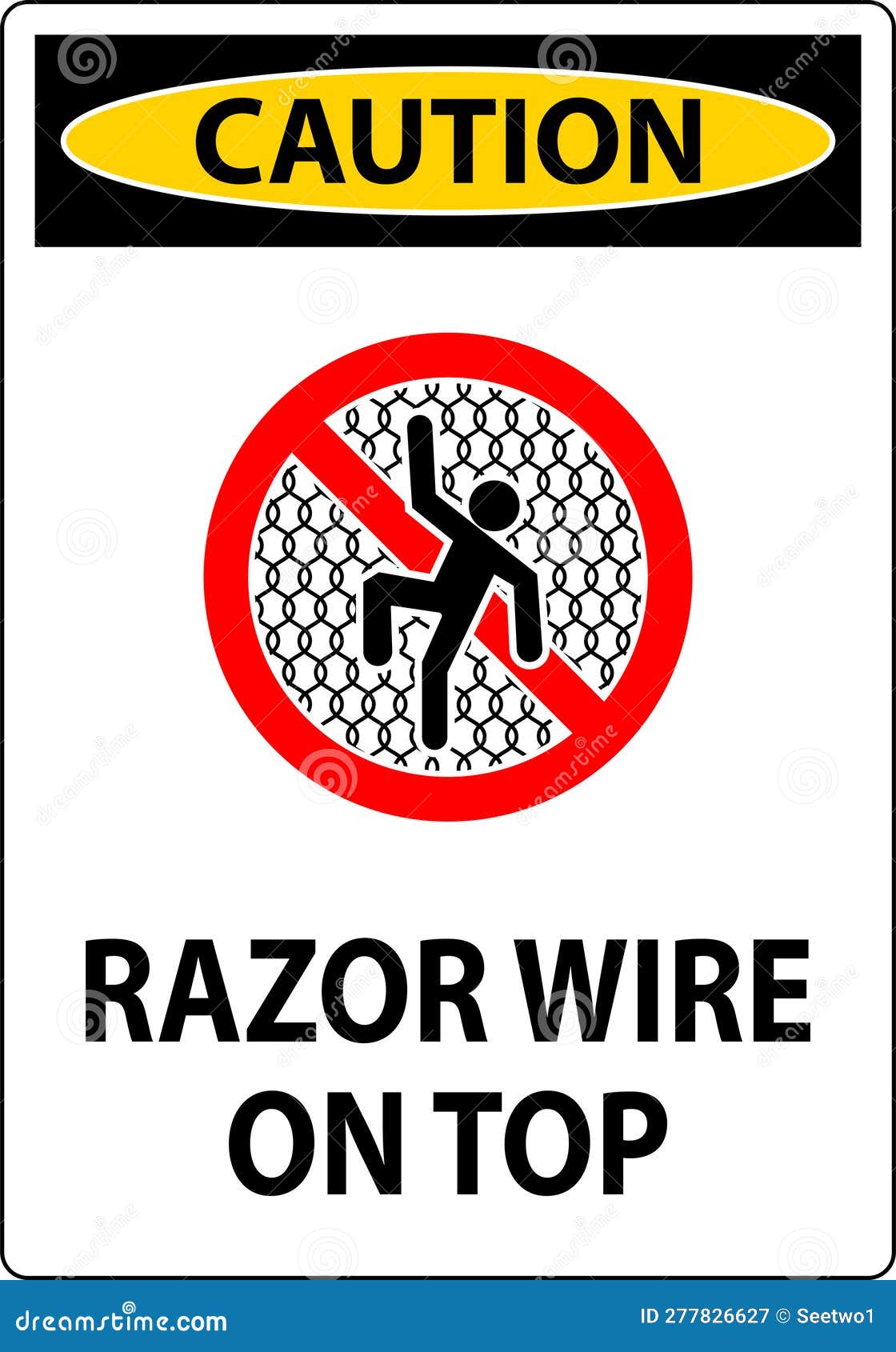 Symbol Caution Sign Razor Wire on Top Stock Vector - Illustration of ...