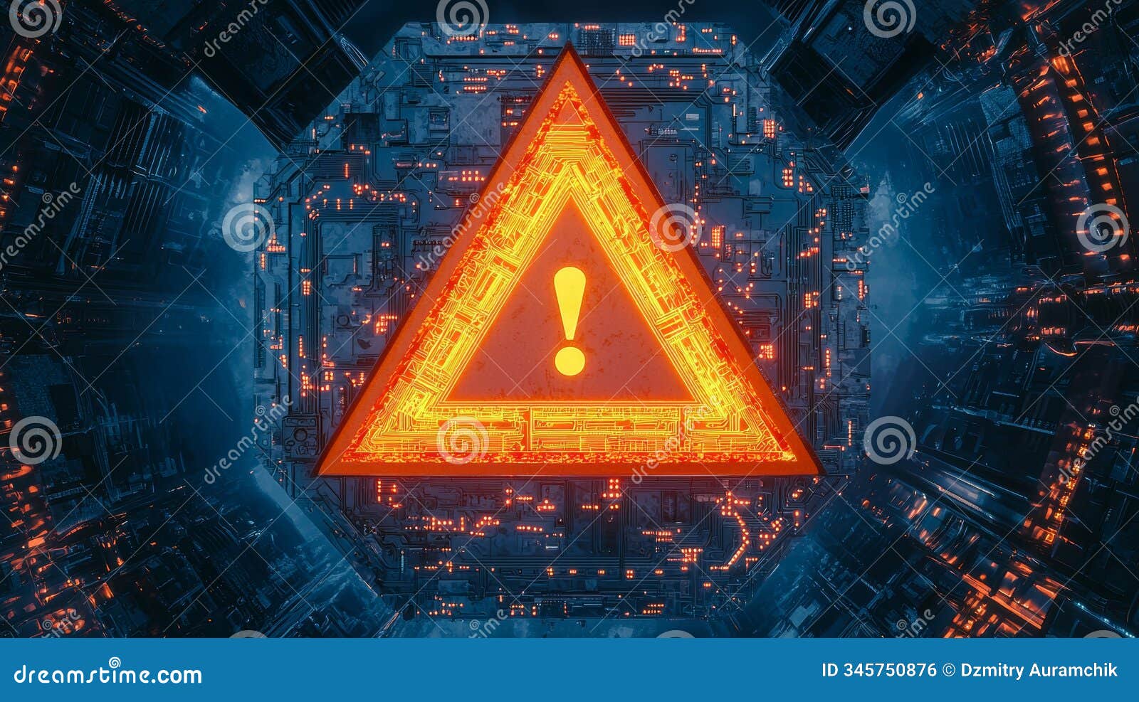 Symbol of a Caution Warning Sign Warning of a Digital Technology System ...