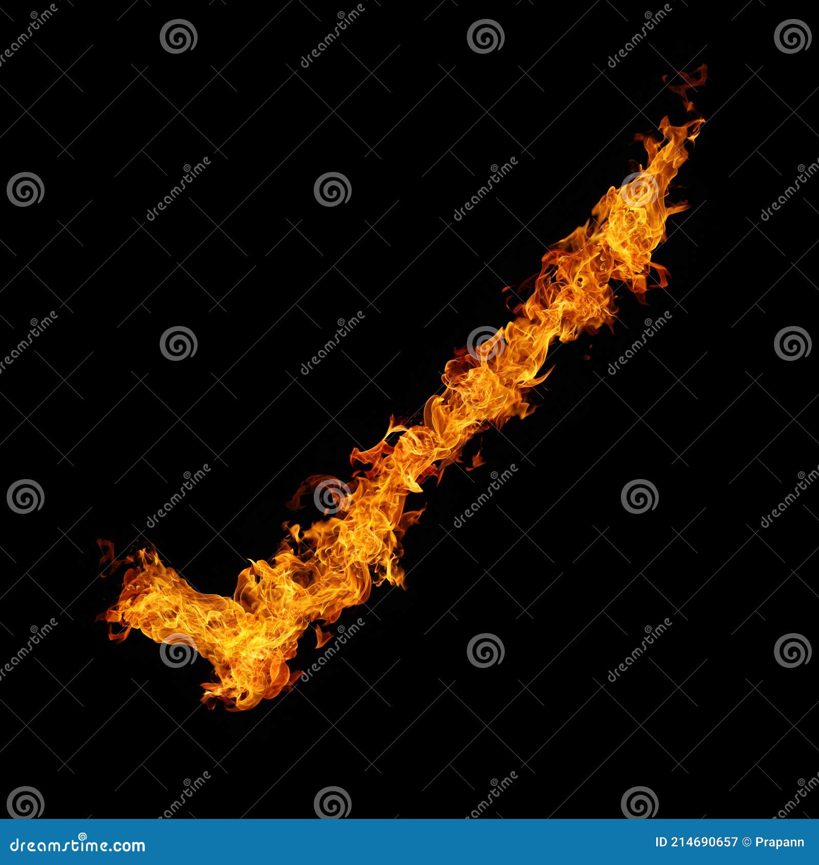 Symbol of Check Mark Fire Flame on a Black Background Stock Image ...