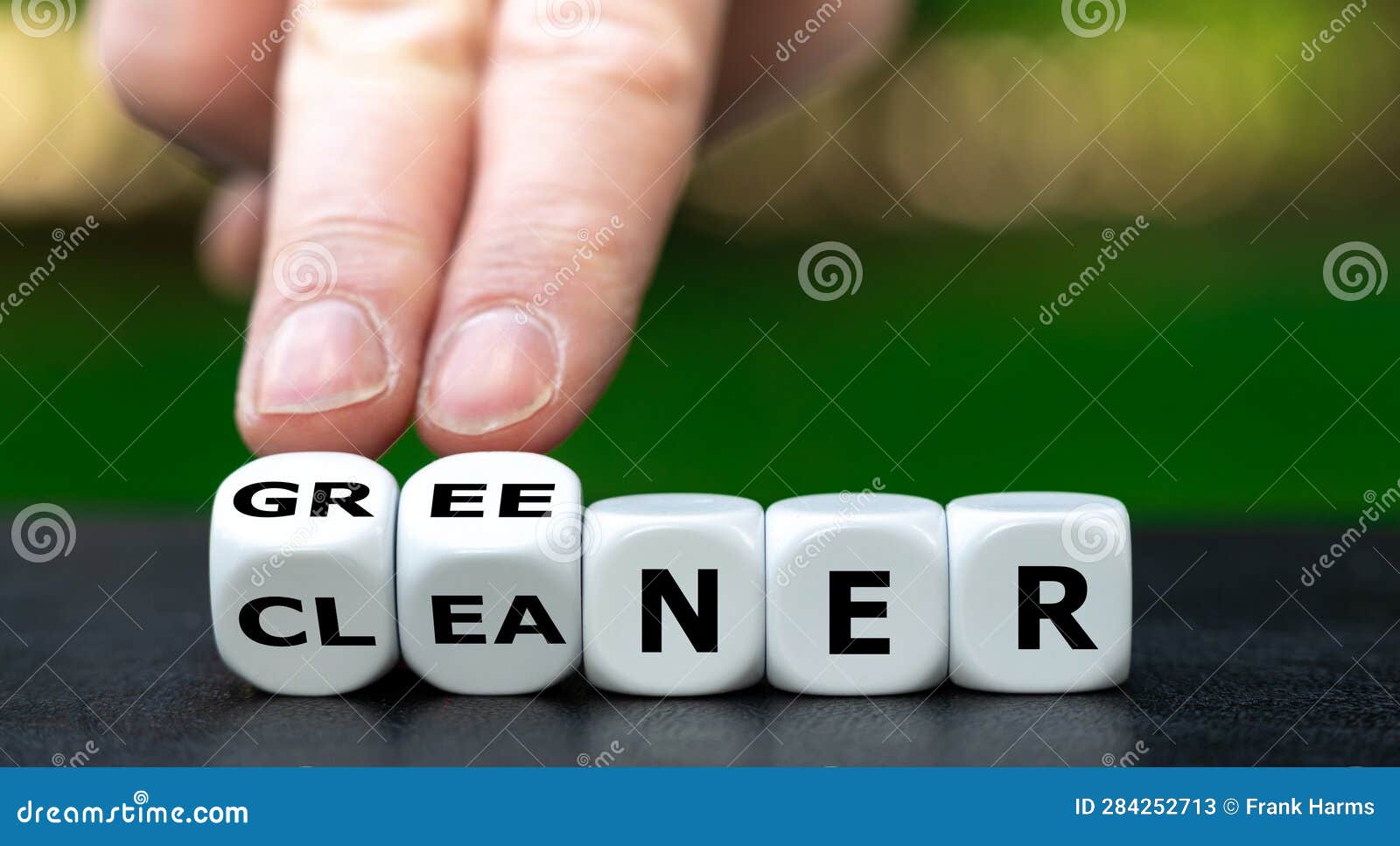 Symbol for a Cleaner and Greener Planet. Dice Form the Words Greener ...