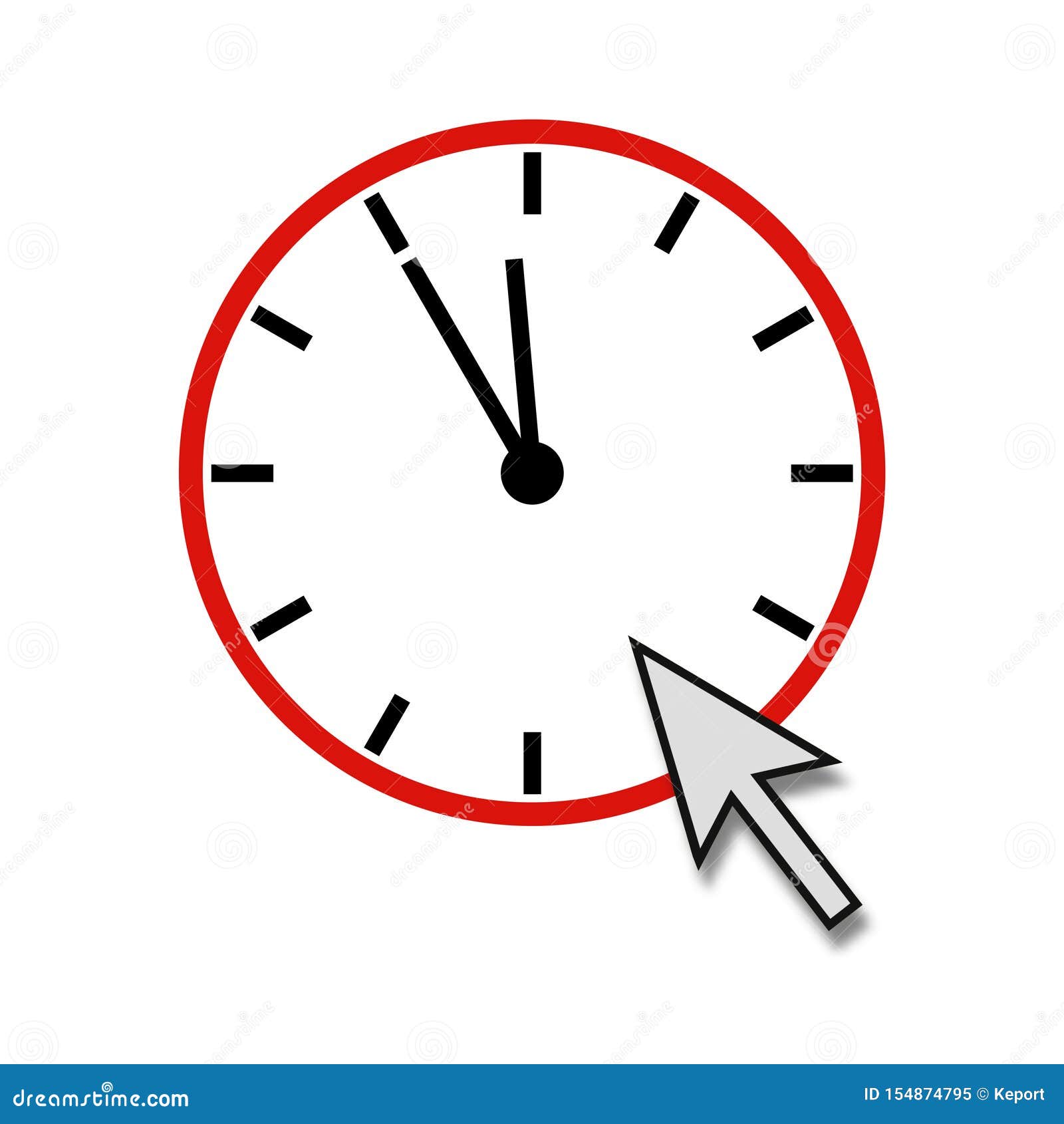 Symbol of Clock with Computer Mouse Arrow Showing 11.55 am Stock ...