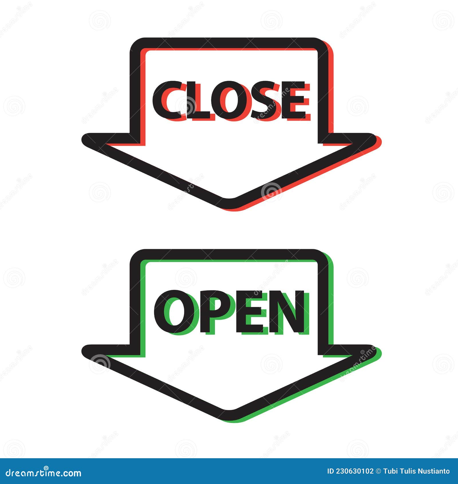 Open and Close Text Symbol, Design Vector Graphic Stock Vector ...