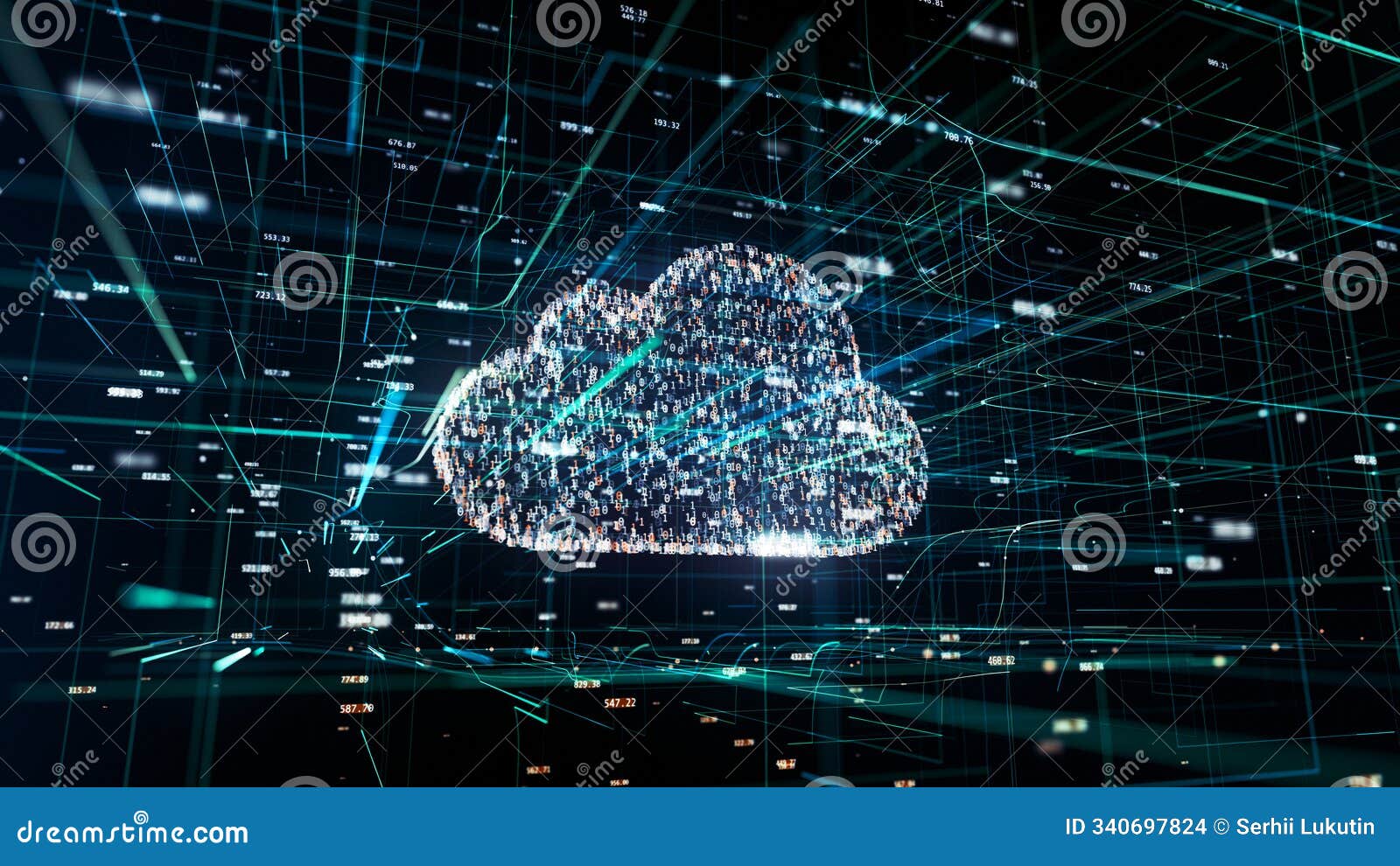 Symbol of Cloud Technology in Modern Digital World with Random Hash ...