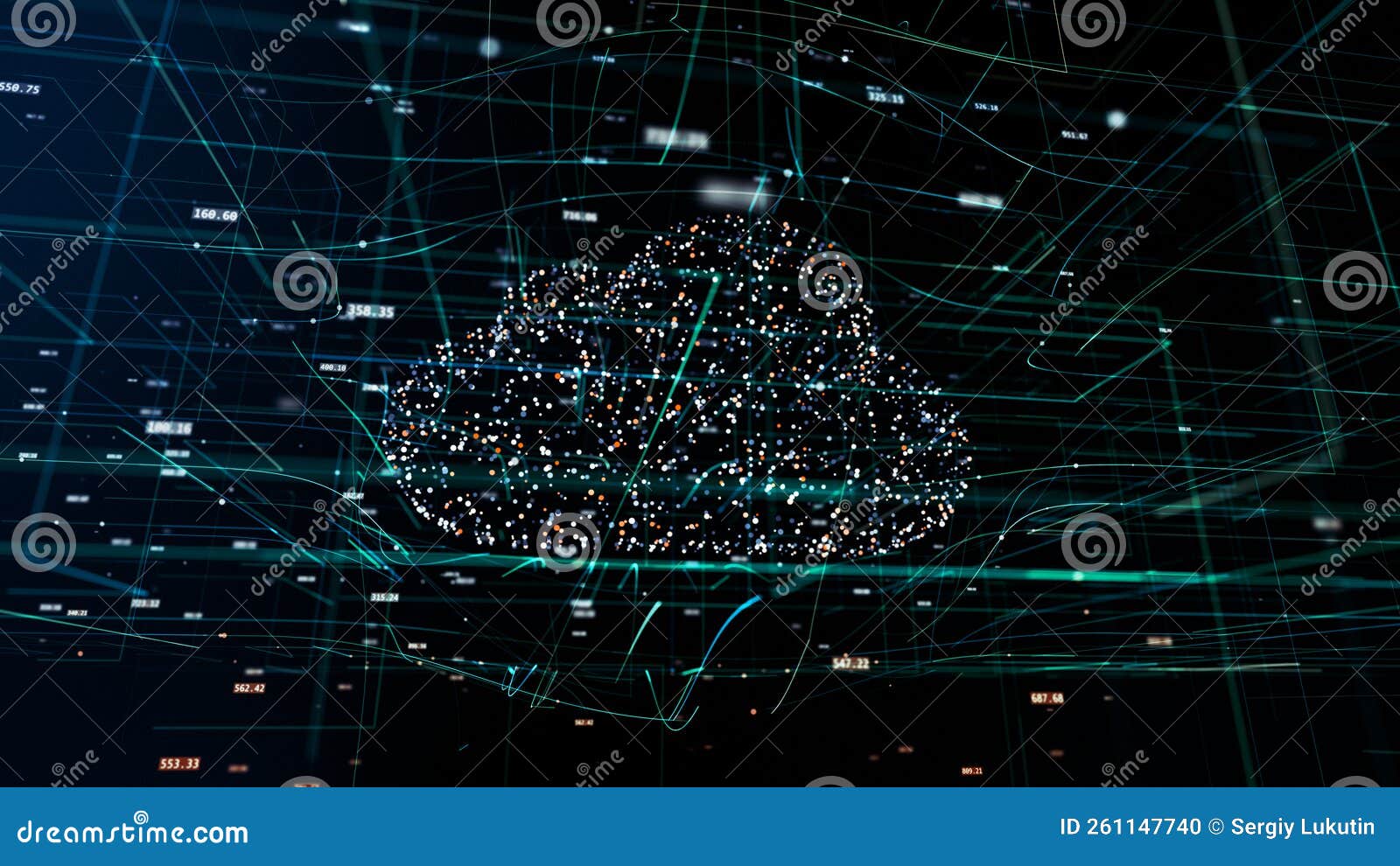 Symbol of Cloud Technology in Modern Digital World with Random Hash ...