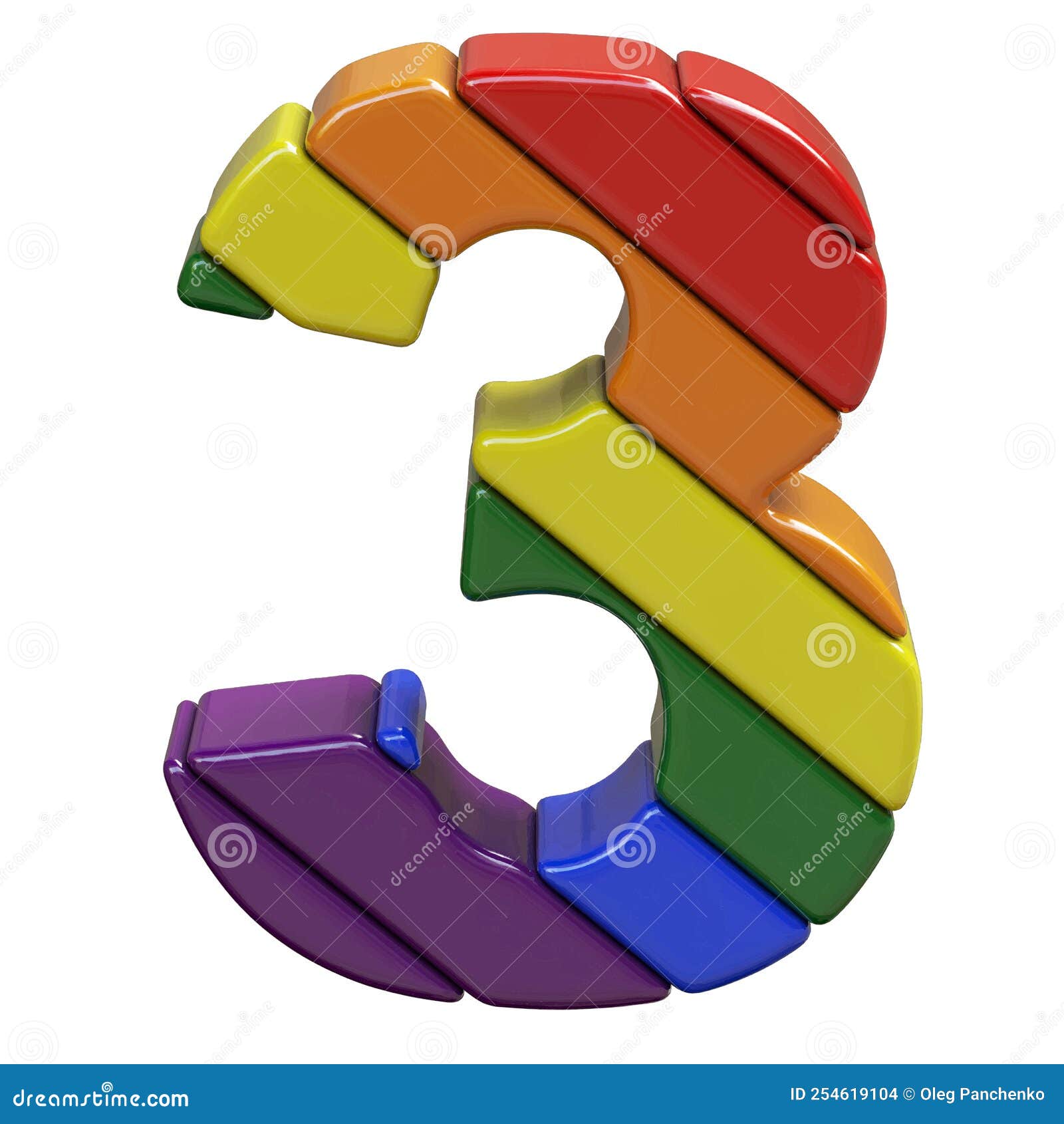 Symbol in the Colors of the LGBT Flag. Number 3 Stock Vector ...