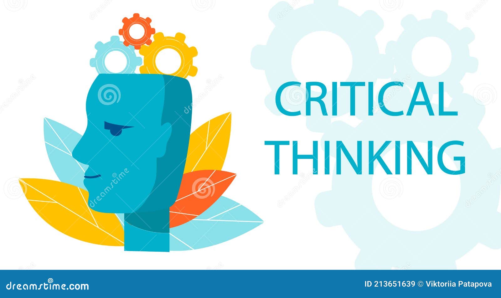 Symbol of Critical Thinking. Profile of the Head with Gear Mechanism ...